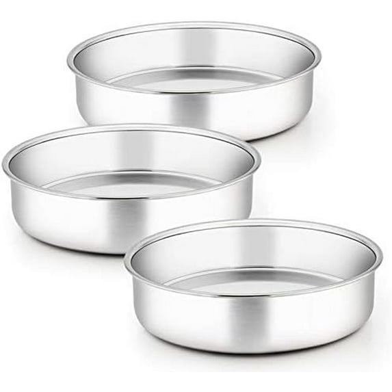 9½ Inch Cake Pan, 3 Pcs Round Tier Cake Pans Set Stainless Steel for ...