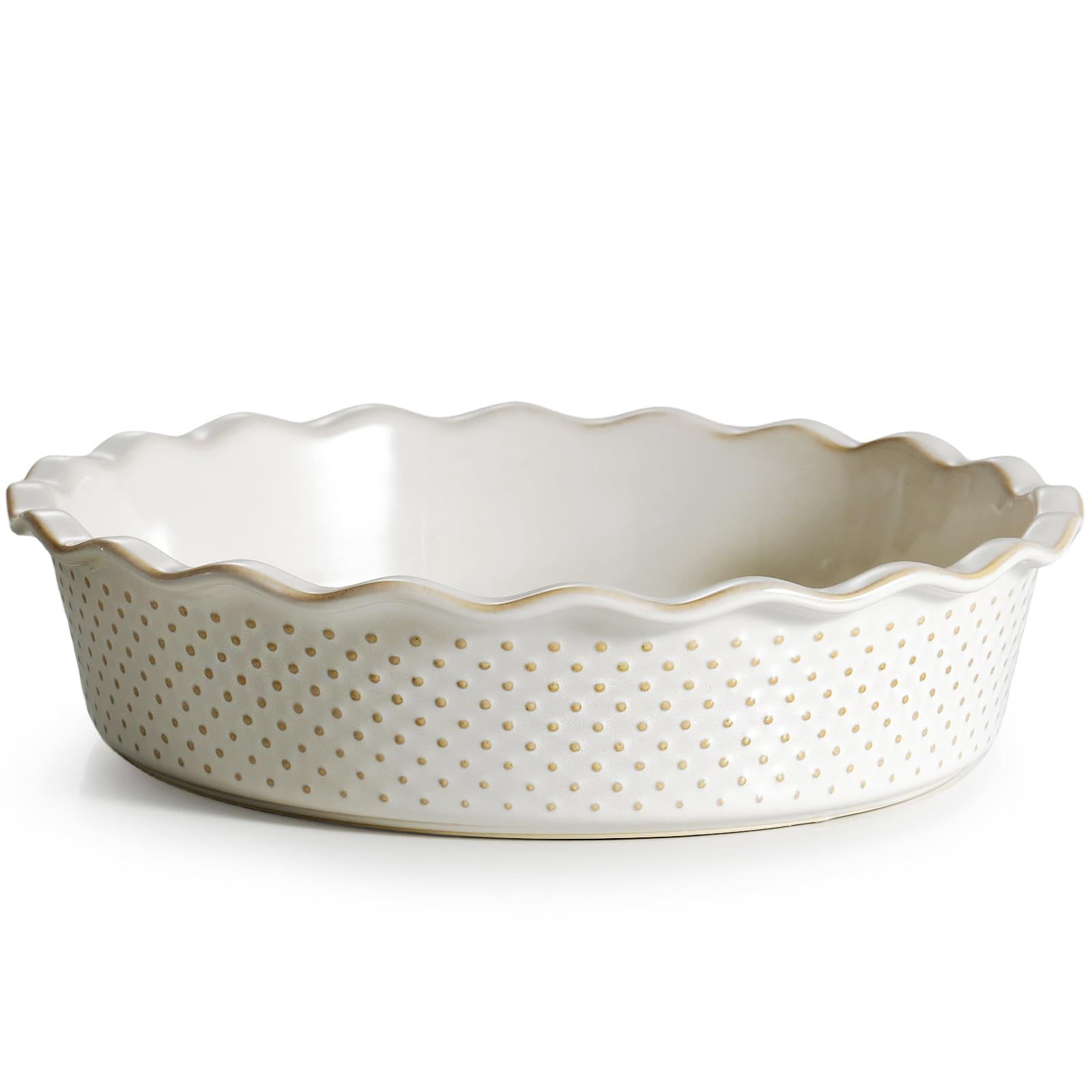 9 Inch Ceramic Deep Pie Pan Dots (Deep) For Baking Quiche and Other ...