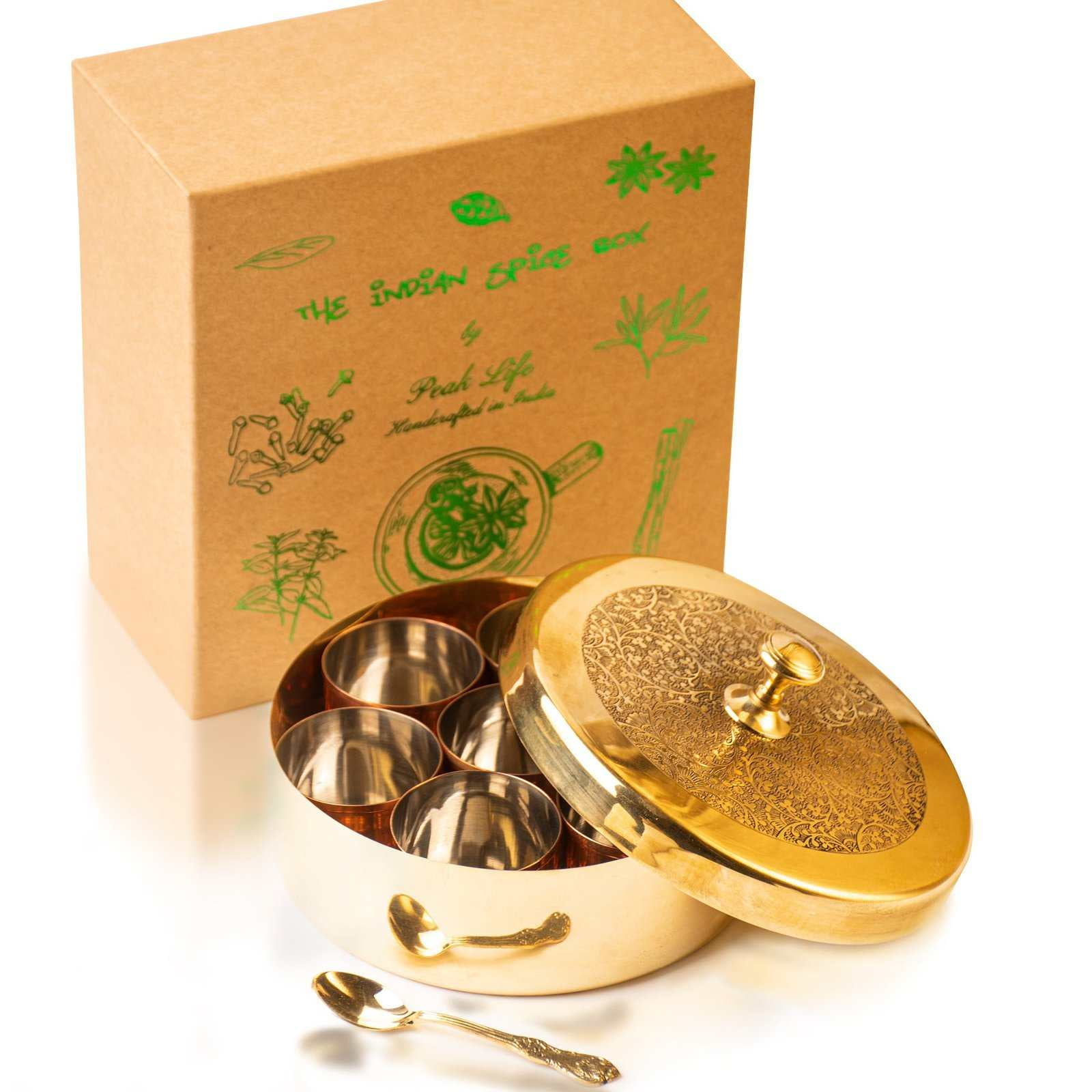 9 Inch Dia Brass Spice Box (Masala Dabba) - Walmart.com