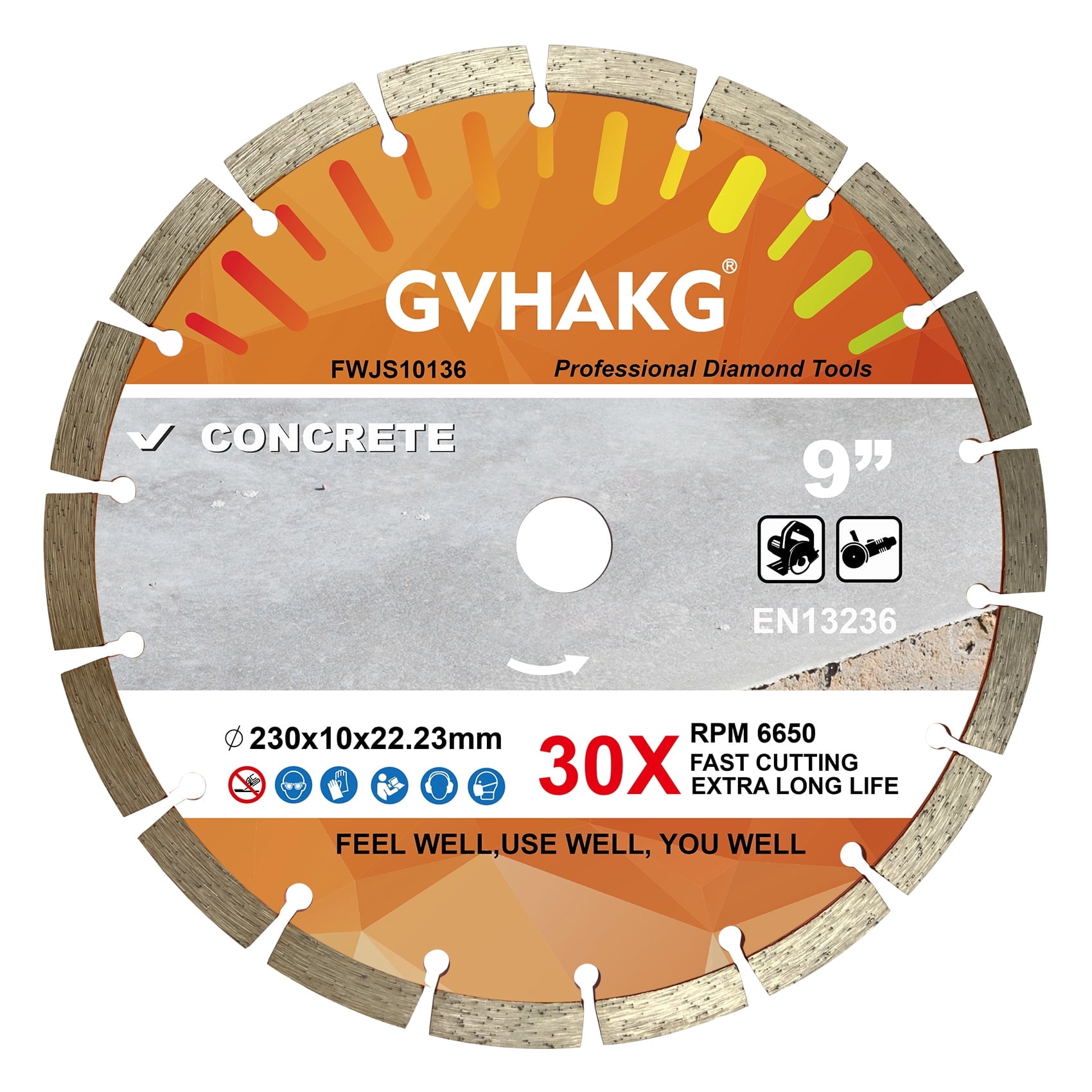 9in Diamond Concrete Blade, Segmented General Purpose Blade Cutting ...