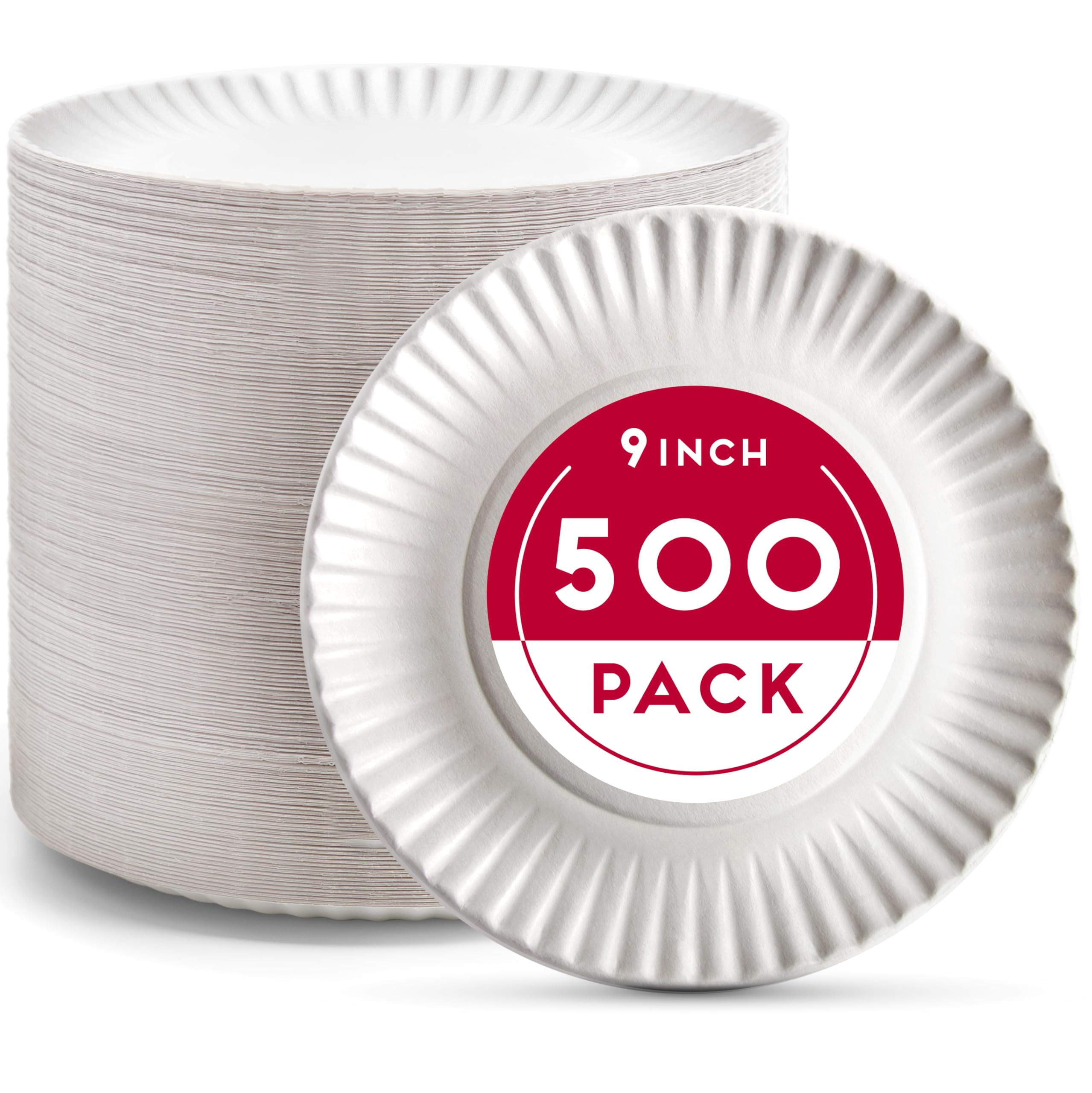 9-Inch Disposable Paper Plates SSF20 - 500 Count - Bulk Pack of ...
