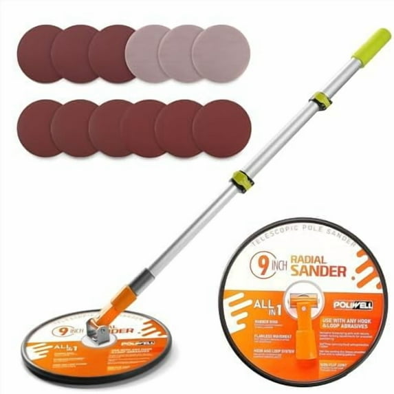 9 Inch Drywall Pole Sander with 3-Foot Extension Pole - 360° Rotary ...