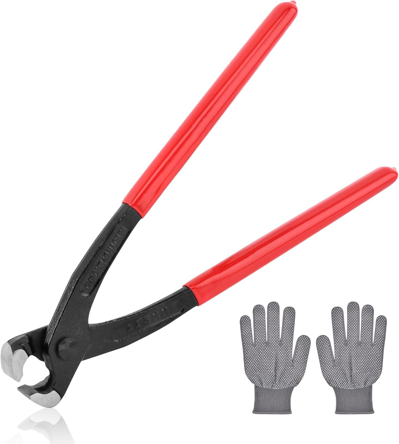 9 Inch Ear Clamp Pliers with Work Gloves, Front and Side Jaw Pinch ...