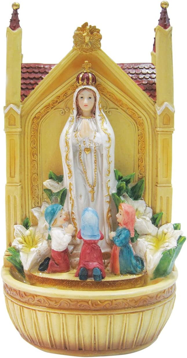 9 Inch.Fatima with Children with Water Fountain Our Lady of Fatima Home ...