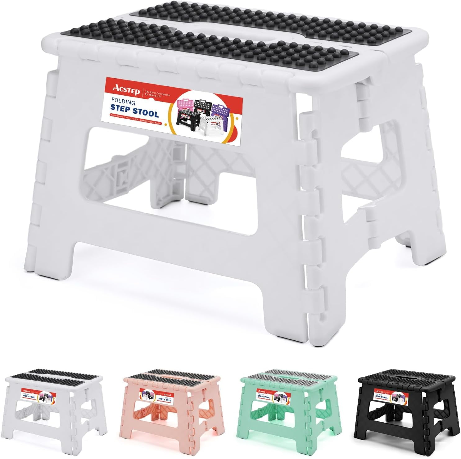 9 Inch Folding Step Stool 300 LB Capacity Non Slip Foot Stool with ...