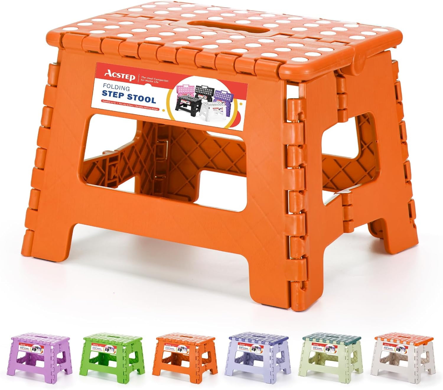 9 Inch Folding Step Stool 300 LB Capacity Plastic Foldable Step Stools ...