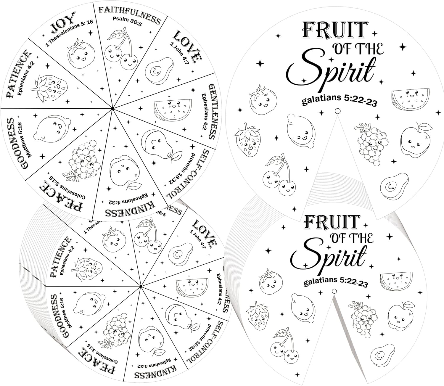 9 Inch Fruit of The Spirit Coloring Wheel DIY Religious Craft for Kids ...