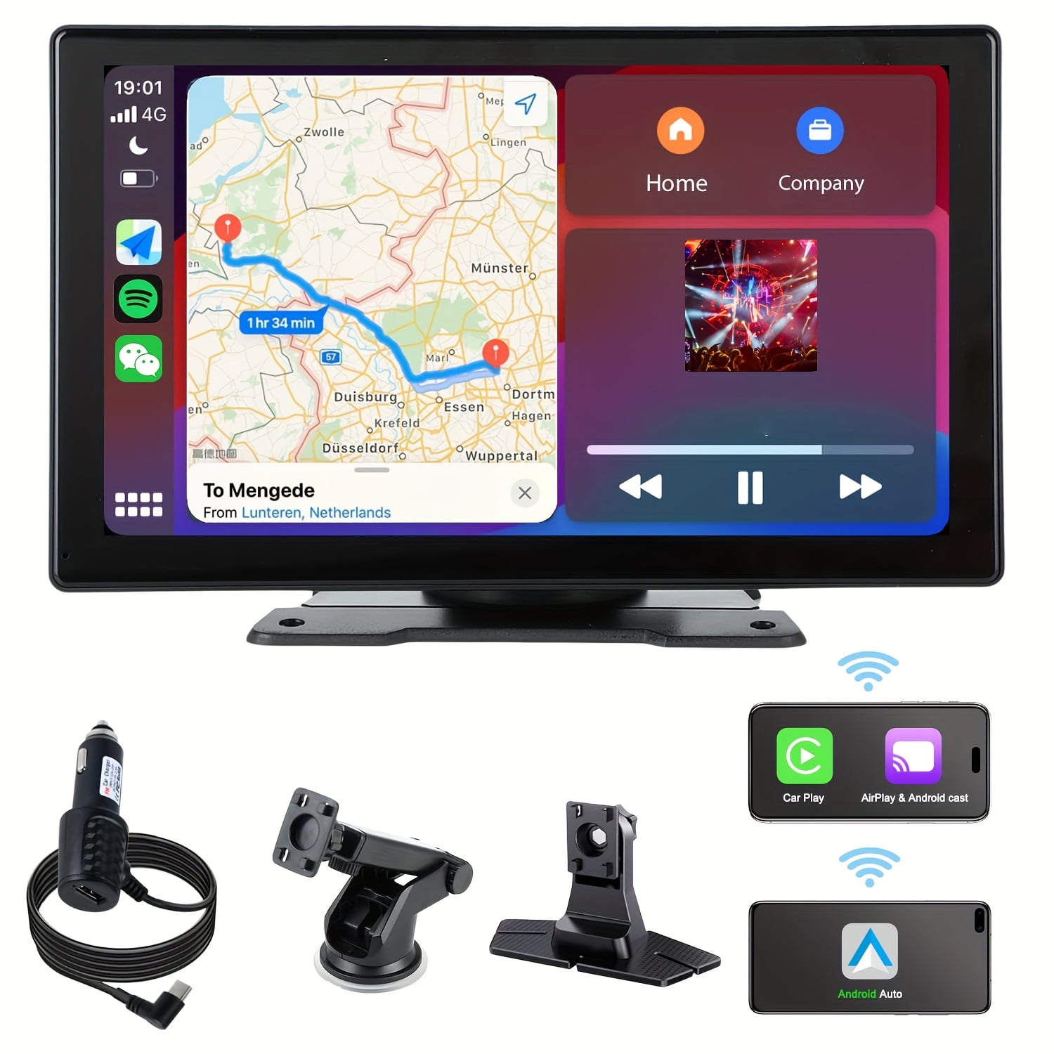 9 Inch IPS Touch Screen Car Play Auto Player With Voice Control GPS ...