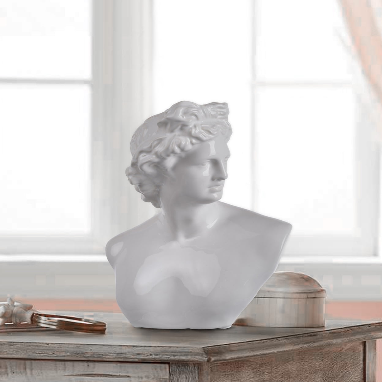 9 Inch Julian Bust Statue, Glossy White Ceramic Torso, Large, Set of 2 ...