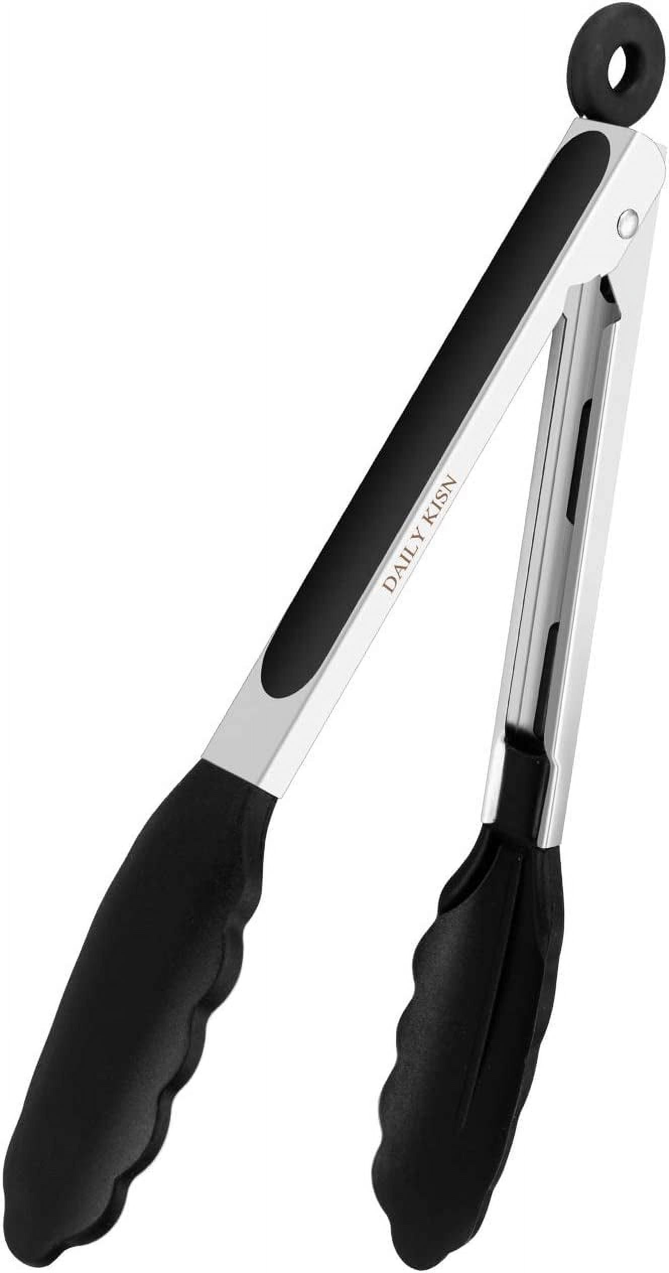 9 Inch Kitchen Tongs, Cooking Tongs with Silicone Tips and Stainless ...