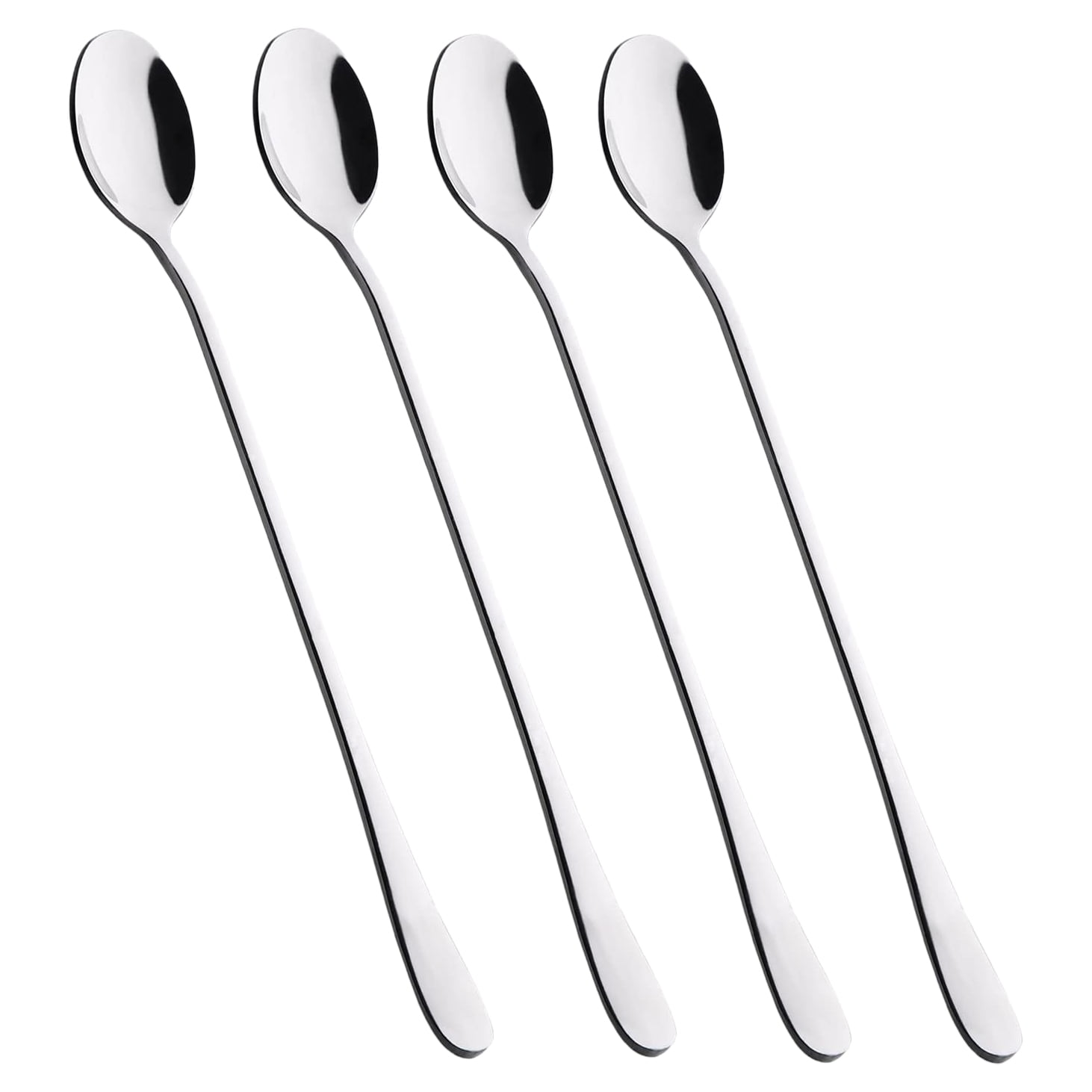 9-Inch Stainless Steel Spoons Set of 4, Long Handle for Ice Tea, Coffee ...