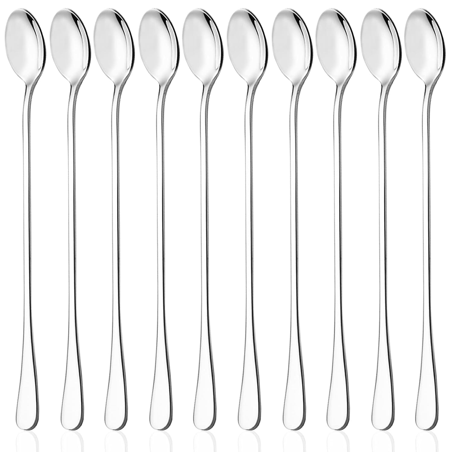 9 Inch Long Handle Iced Teaspoon, Holzlrgus Set of 10 Stainless Steel ...