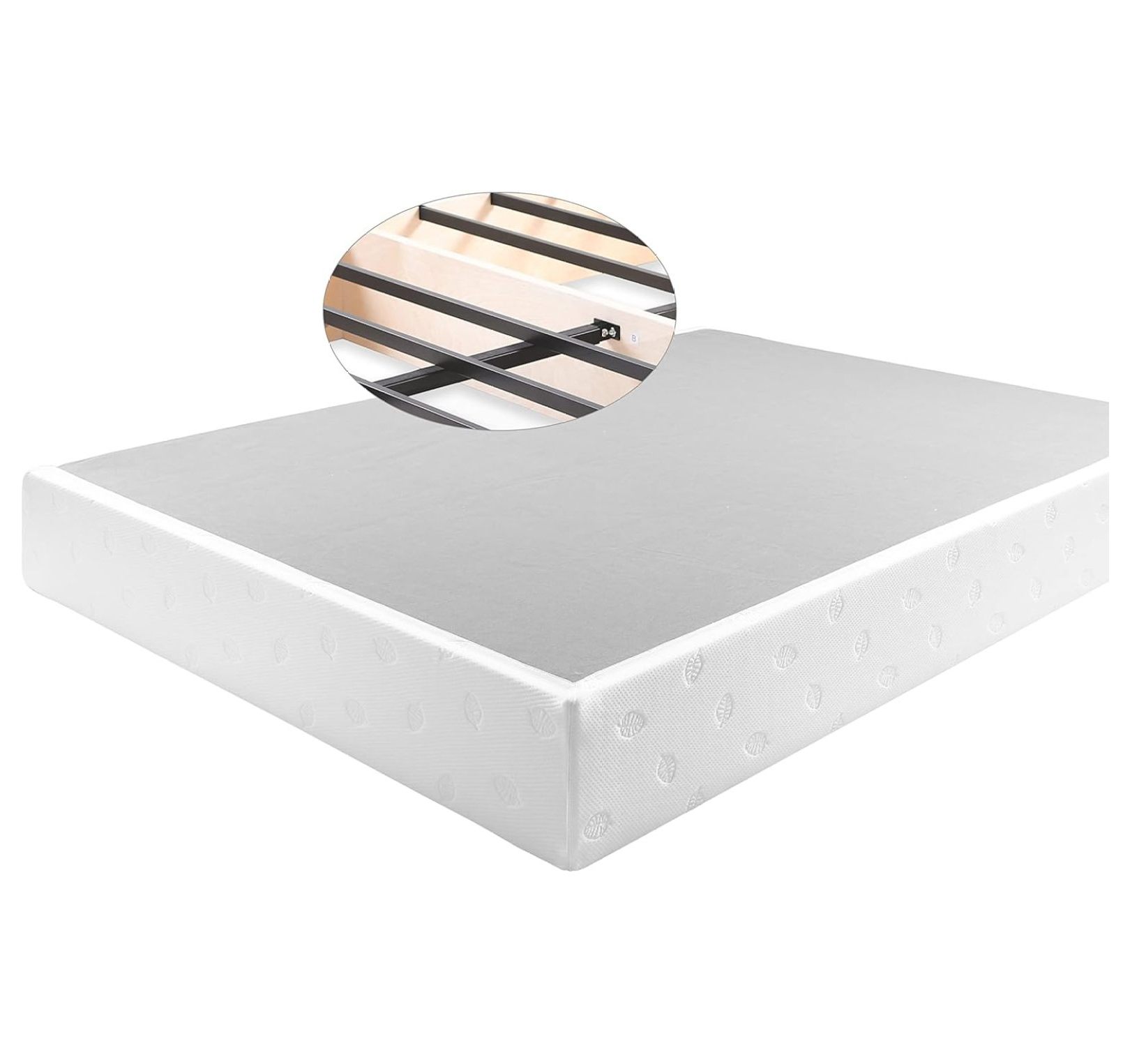 9 Inch Metal Box Spring Bed Base/Heavy Duty Steel with Fabric Cover ...