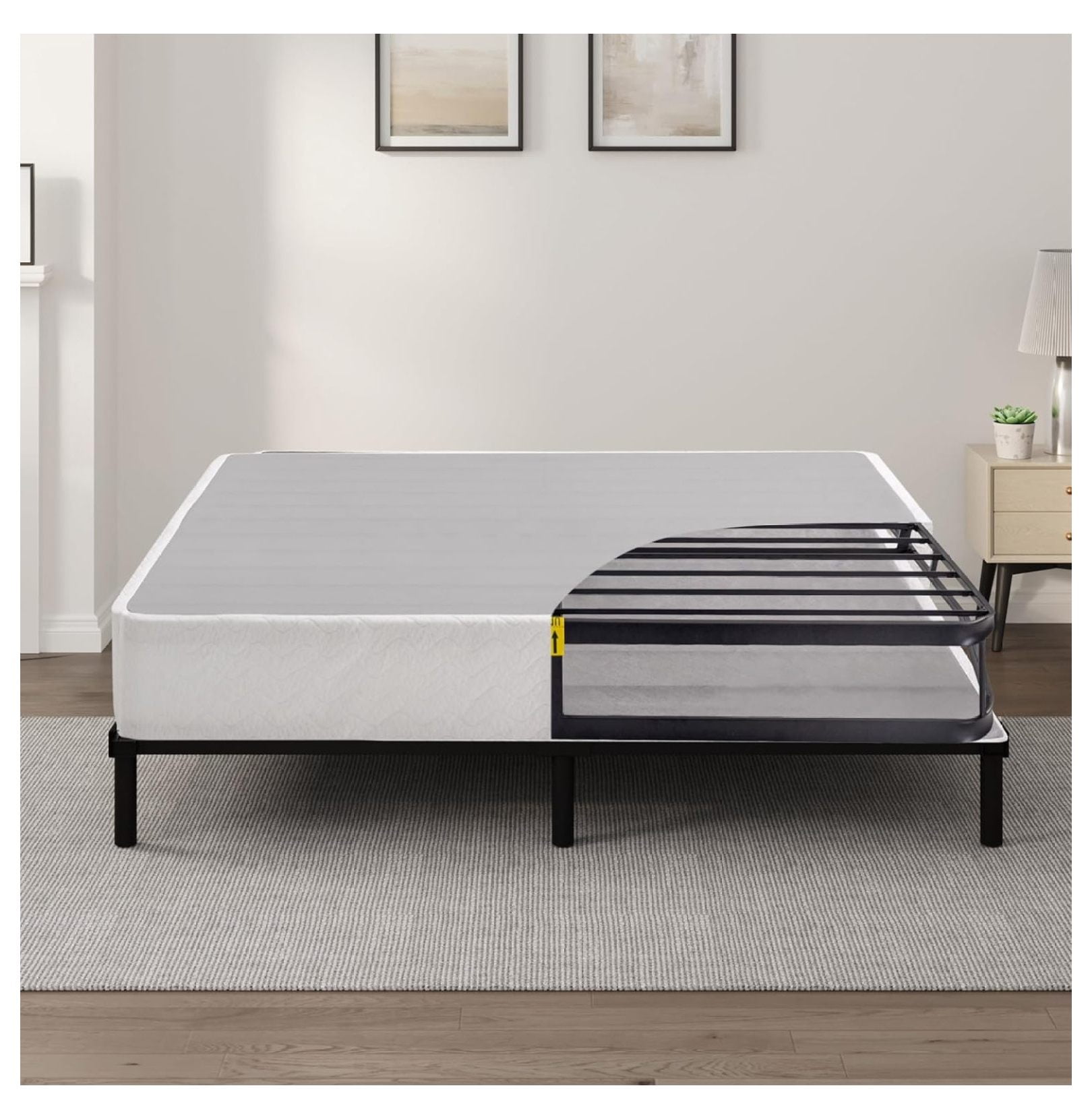 9 Inch Metal Box Spring with Quick Assembly, Sturdy Mattress Foundation ...