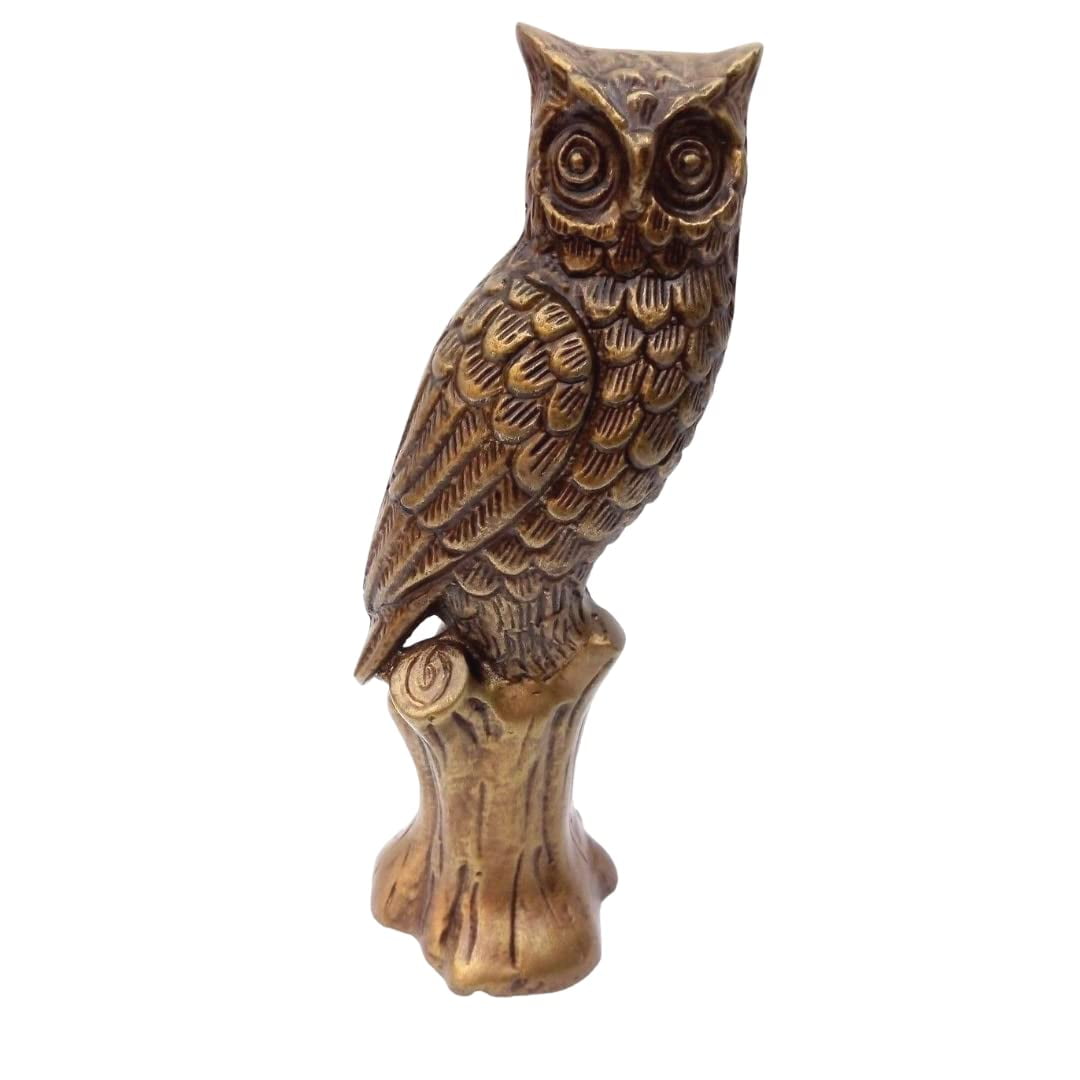 9 Inch Metal Owl on Trunk Statue Sculpture Figurine Home Décor Accents ...