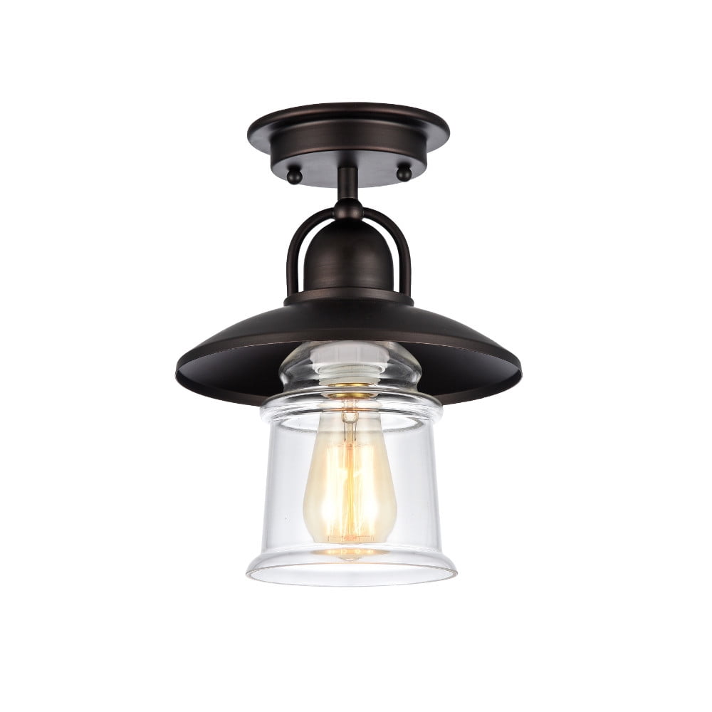 9 Inch Metal Support Ceiling Fixture with Glass Shade, Bronze - Walmart.com