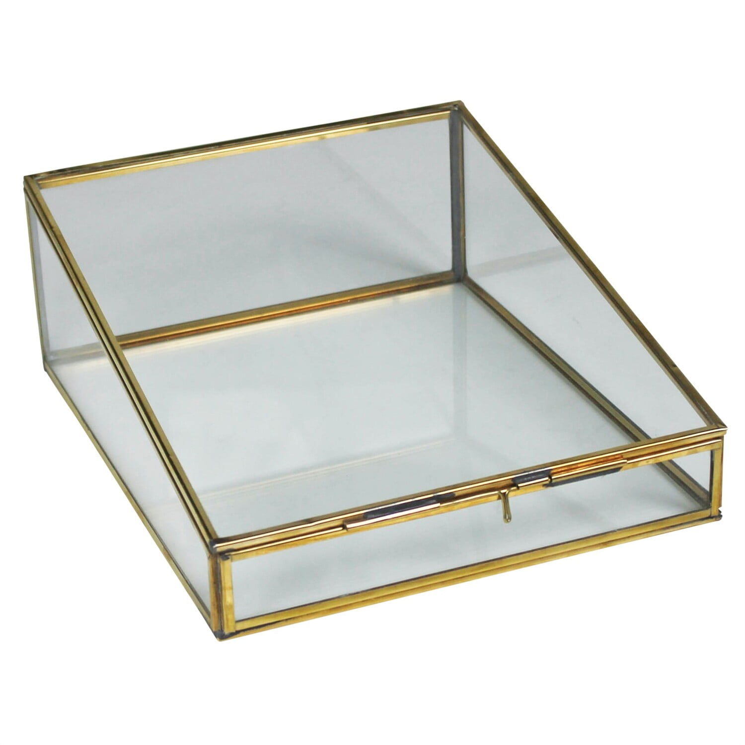 9 Inch Metal and Glass Display Case, Small, Brass and Clear, Saltoro ...