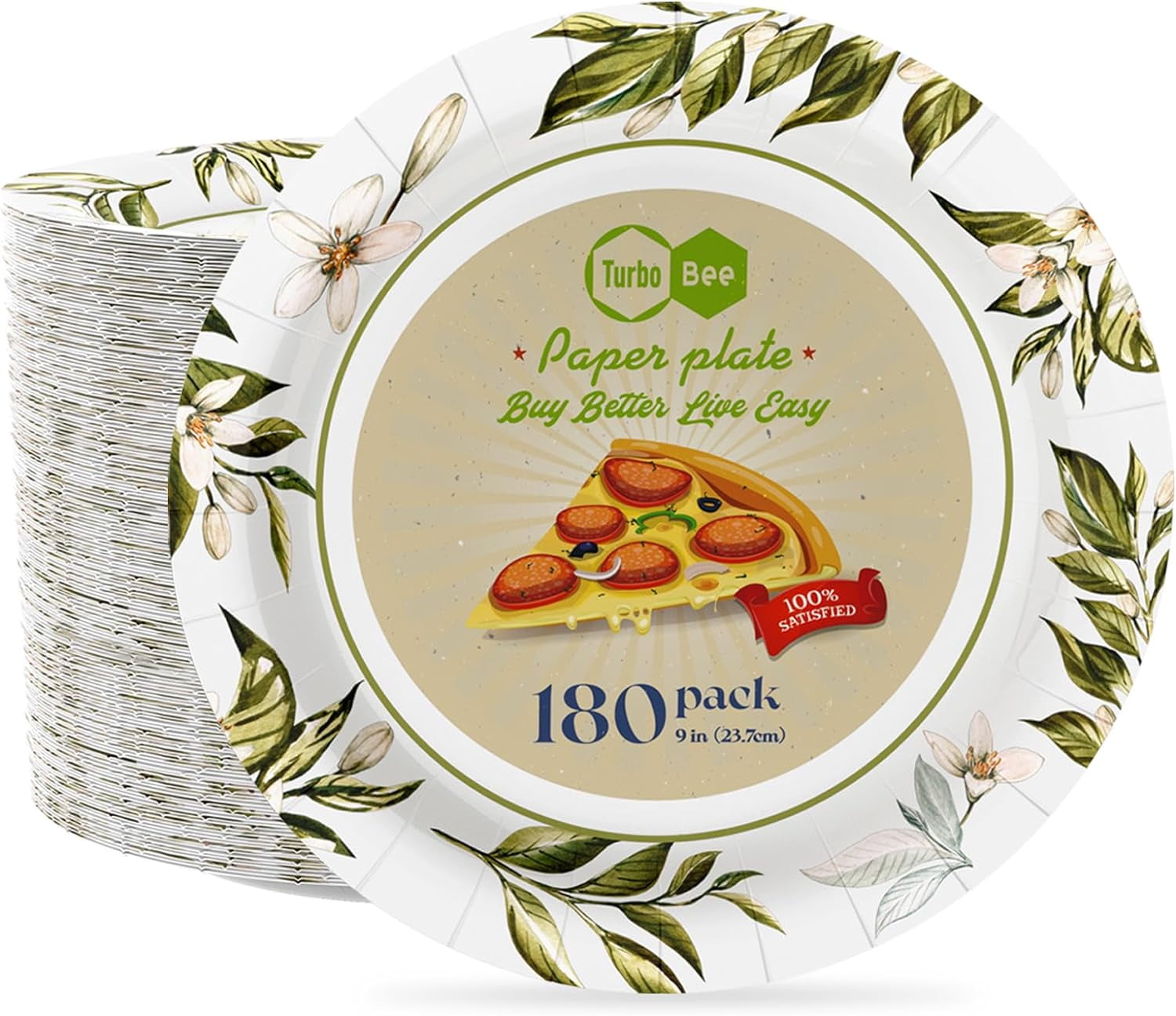 9 Inch Paper Plates,180 Pack Disposable Dinner Paper Plates Bulk,Round ...