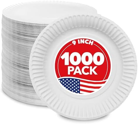 9-Inch Paper Plates Uncoated, Everyday Disposable Plates 9" Paper Plate ...