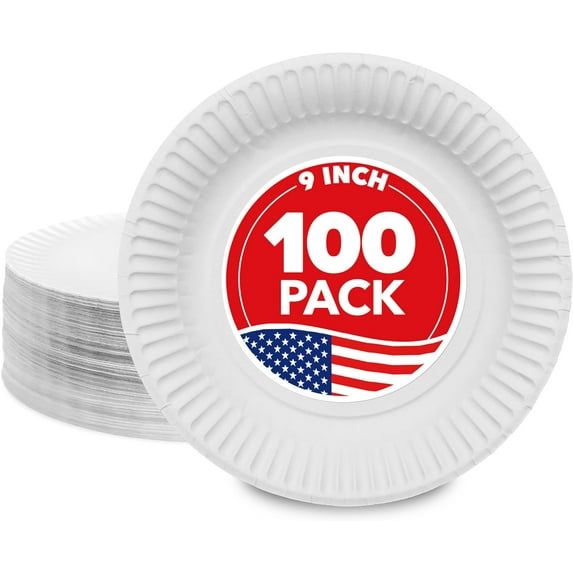 9-Inch Paper Plates Uncoated, Everyday Disposable Plates 9" Paper Plate ...