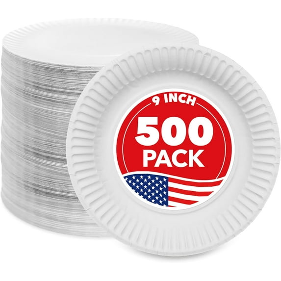 9-Inch Paper Plates Uncoated, Everyday Disposable Plates 9" Paper Plate ...