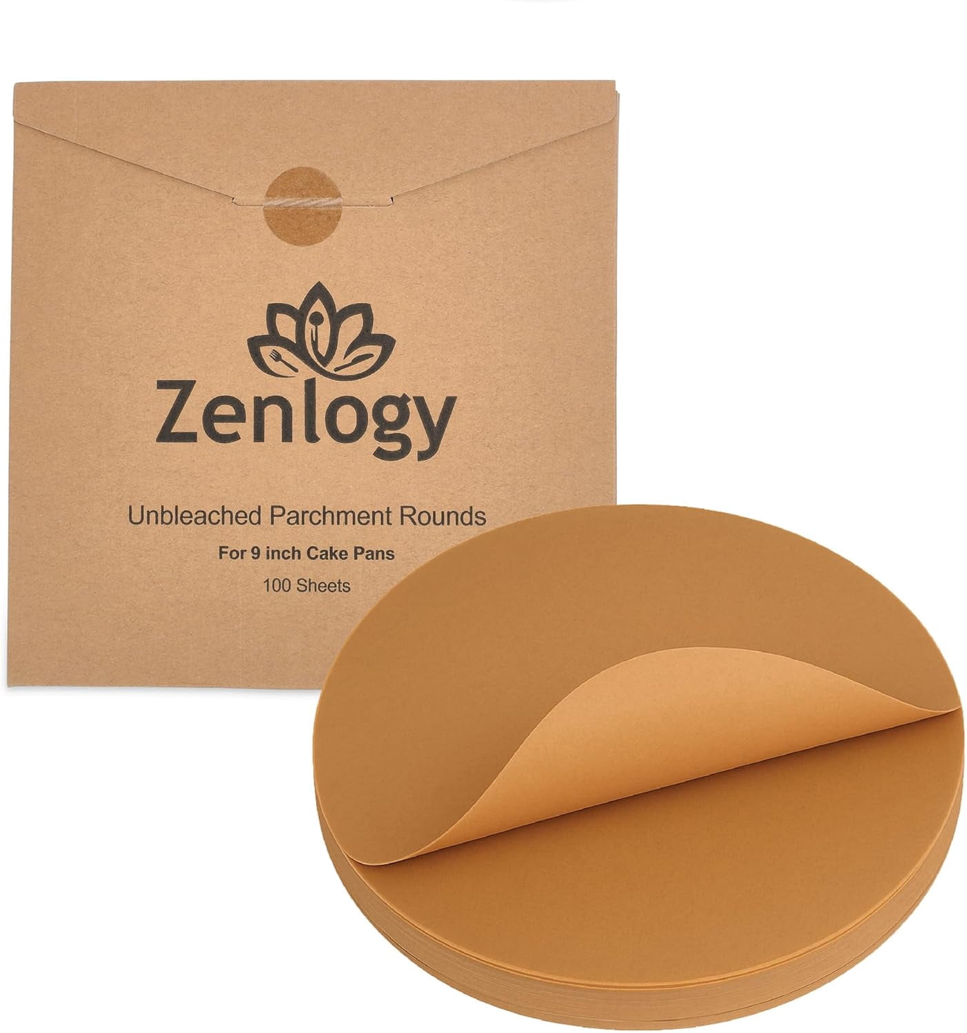 9 Inch Parchment Paper Rounds (100 Sheets) - Unbleached, Pre-cut, High ...