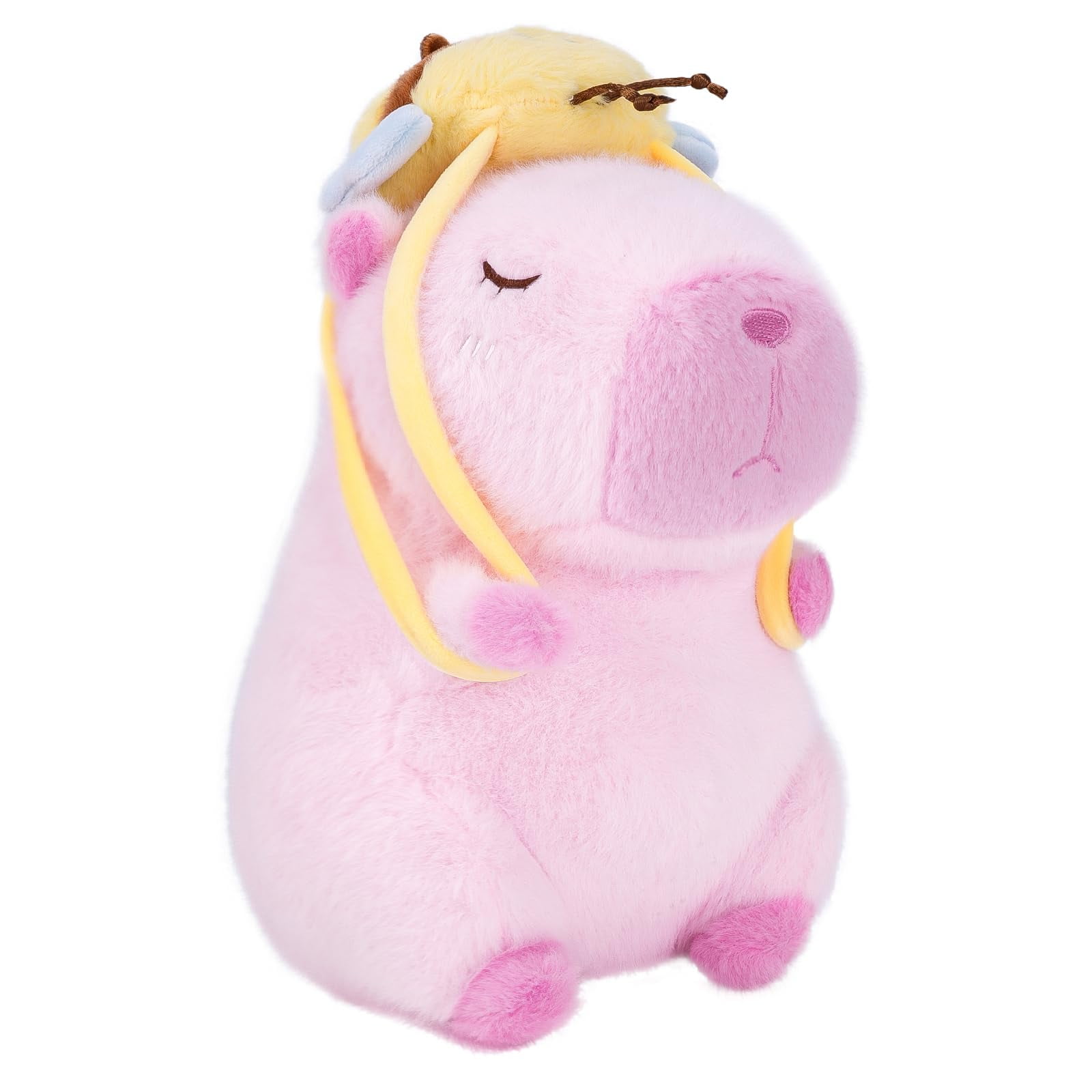 9 Inch Pink Capybara Plush with Bee Backpack, Fluffy Hugging Plush Toy ...