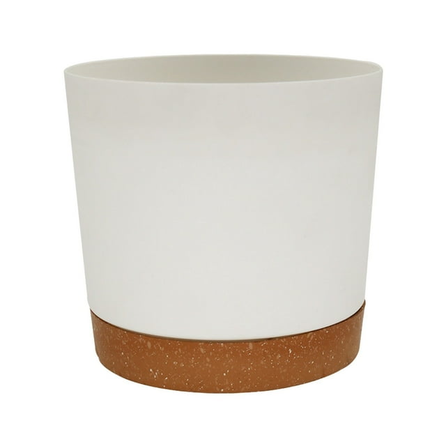 9 Inch Pots, Modern Cylinder Planters with Drainage Holes & Saucers â ...