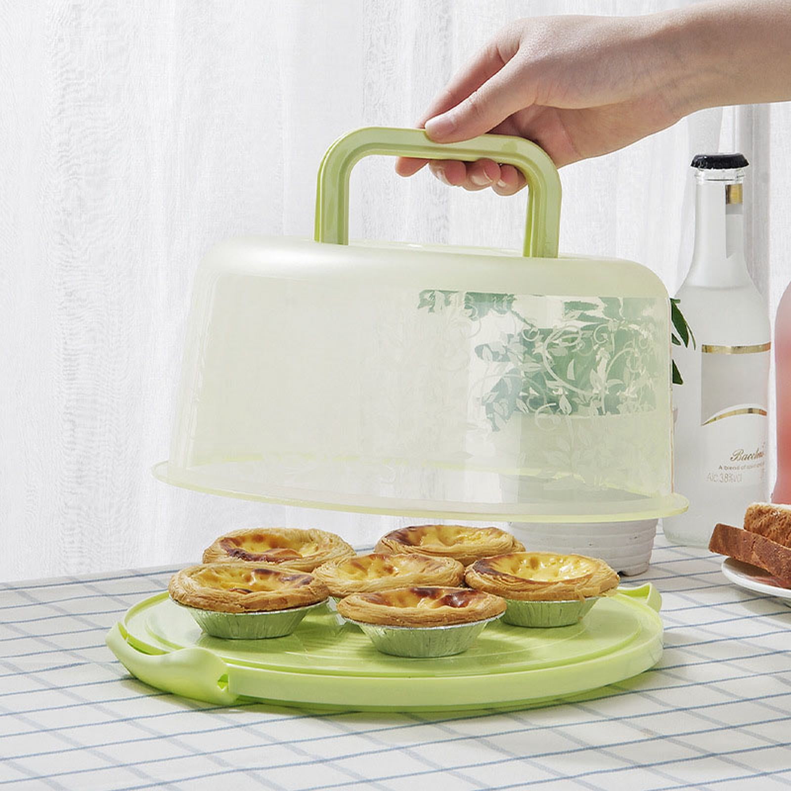 9 Inch Plastic Cake Carrier with Collapsible Handles, Round Cake ...