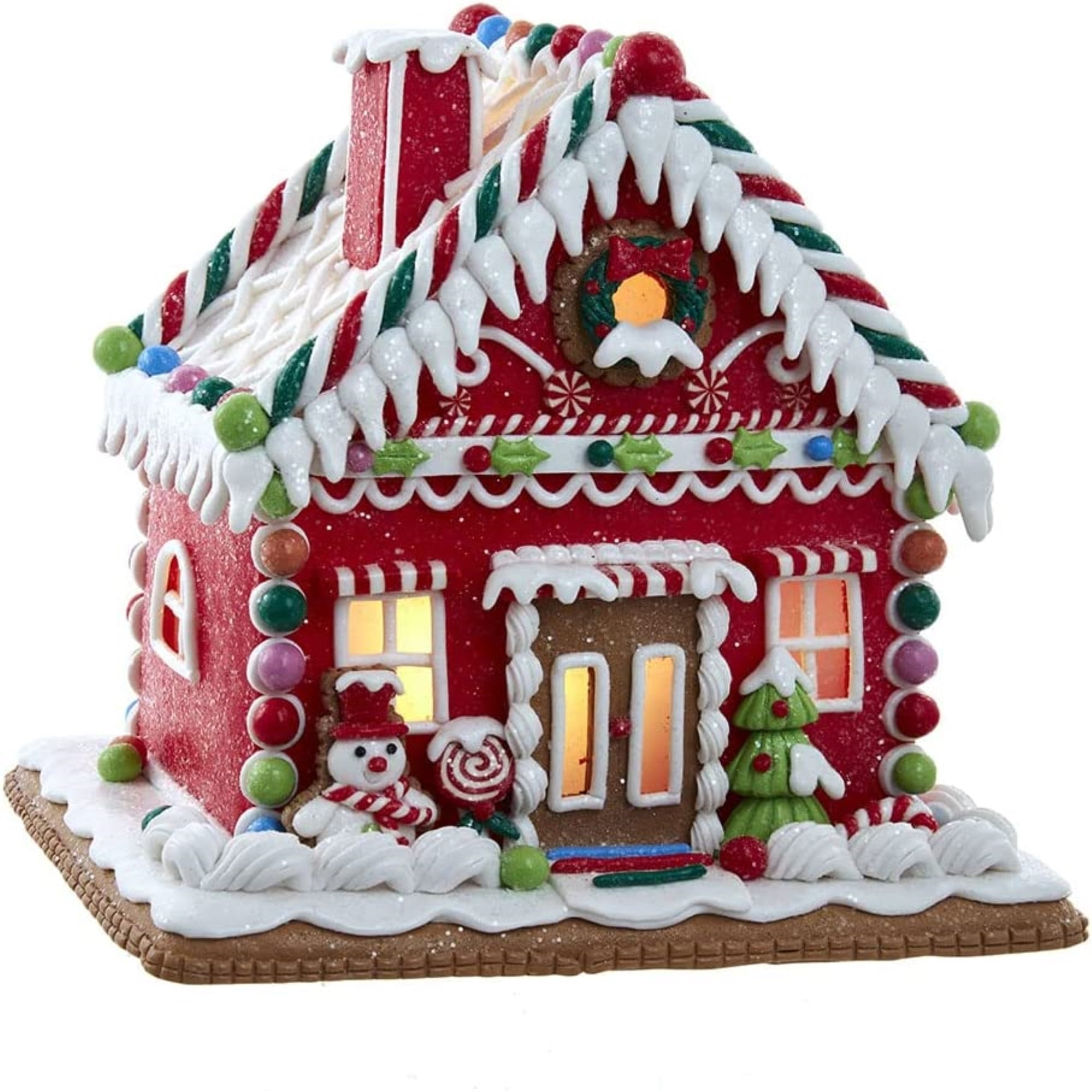 9-Inch Red Gingerbread House with C7 Bulb - Walmart.com