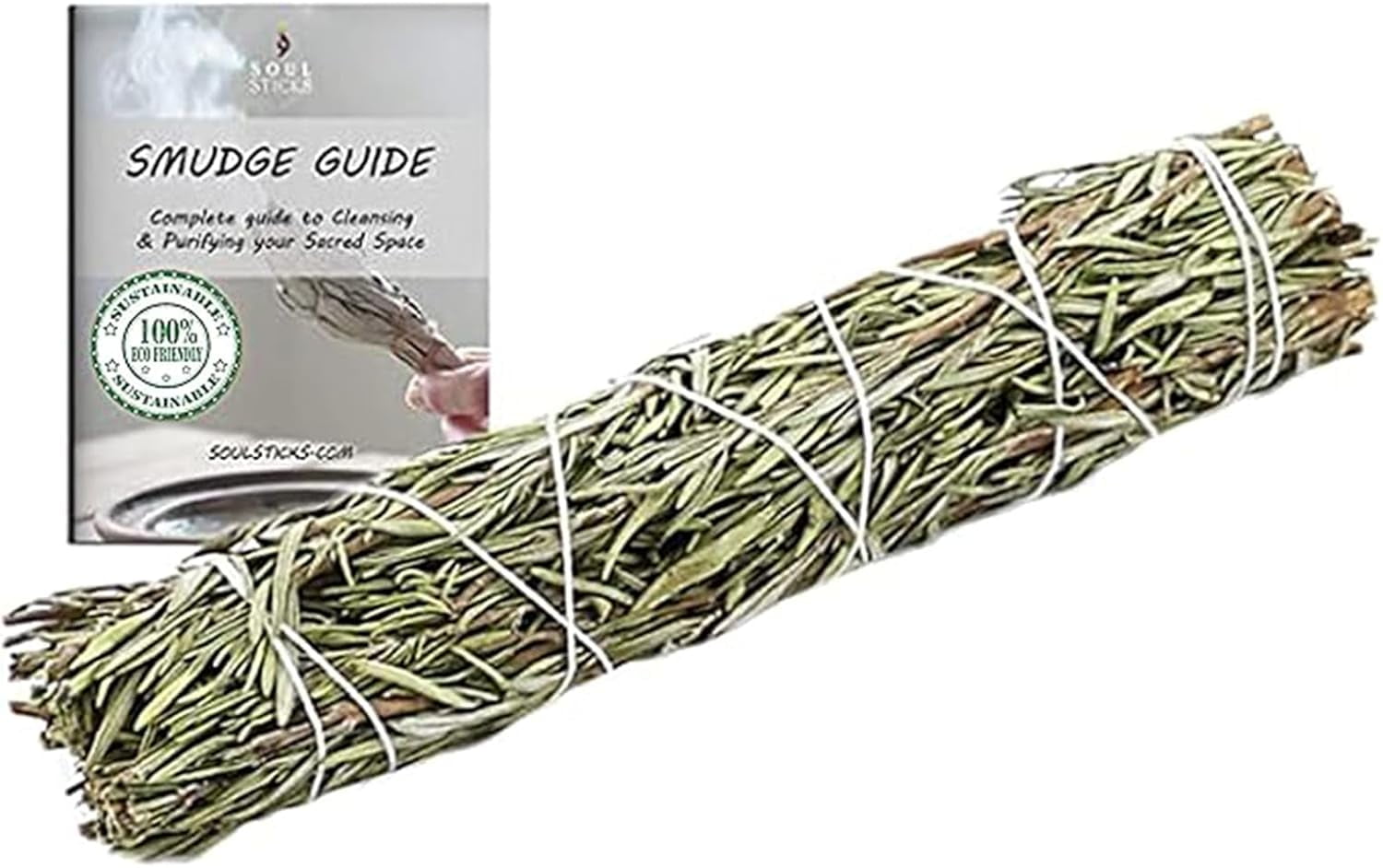 9-Inch Rosemary and Sage Smudge Bundle with Beginner's Guide for Home ...