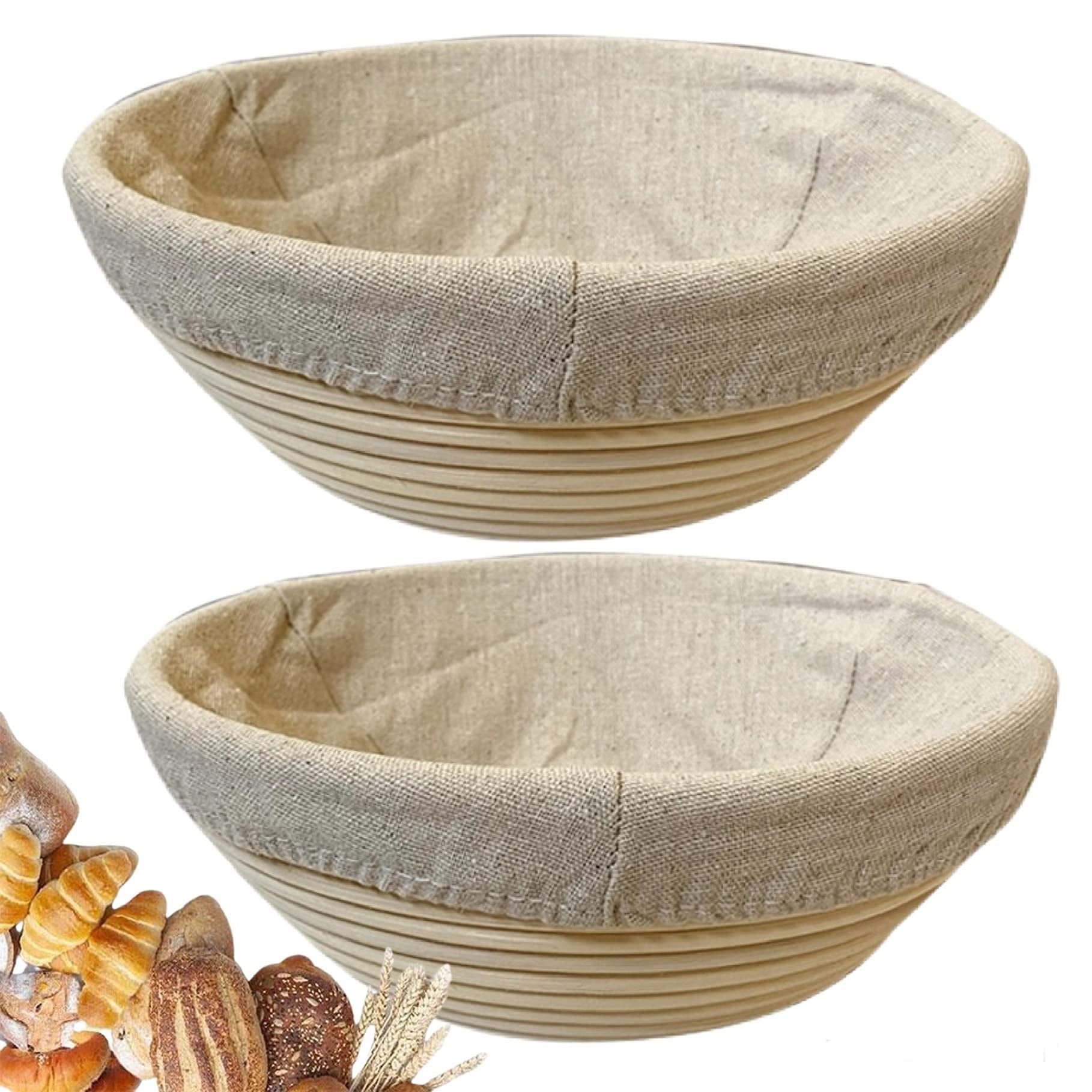 RoEsha 9 Inch Round Banneton Proofing Basket Set, 2-Pack Bread Making ...