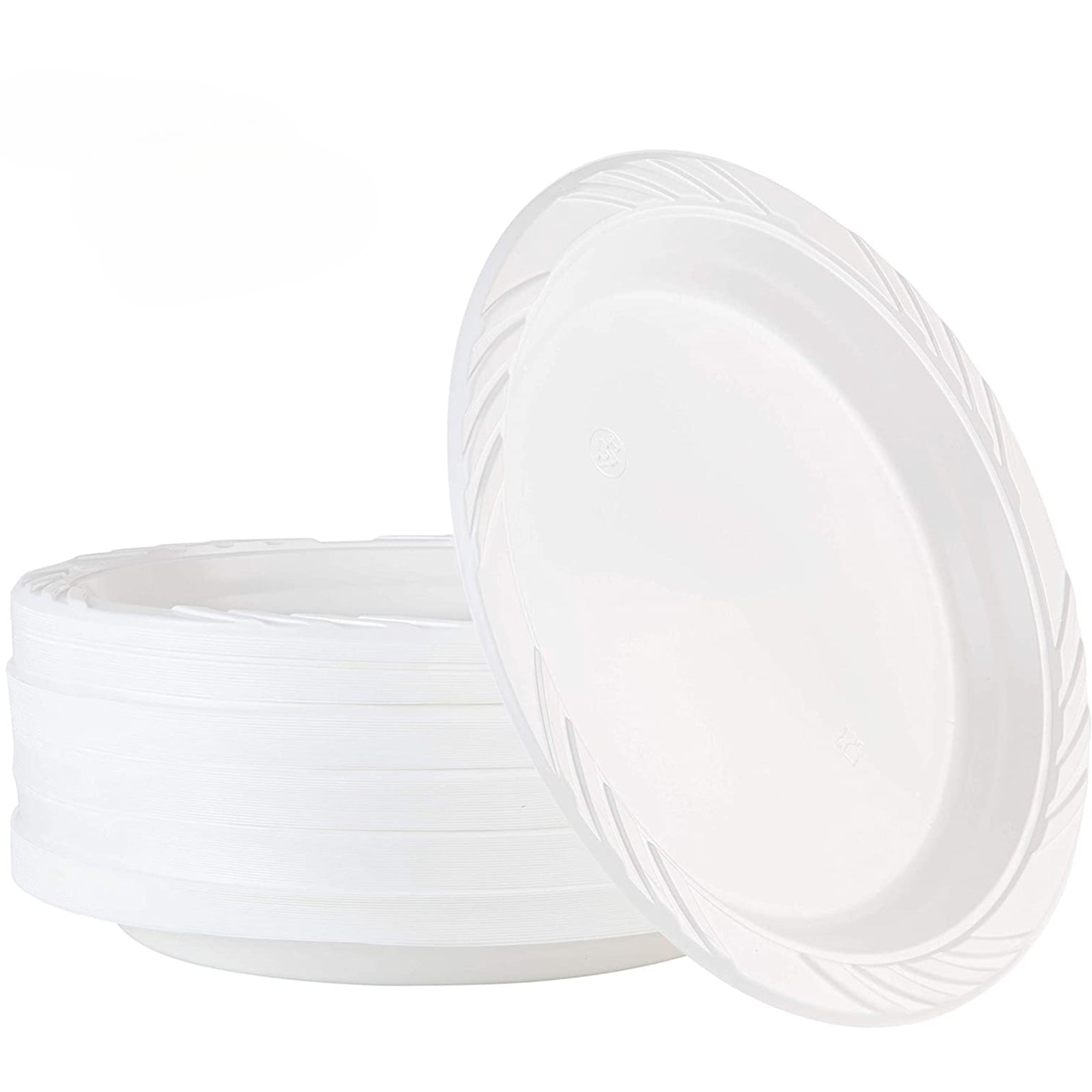 9-Inch Round White Plastic Plates, Microwaveable, Disposable - Walmart.com