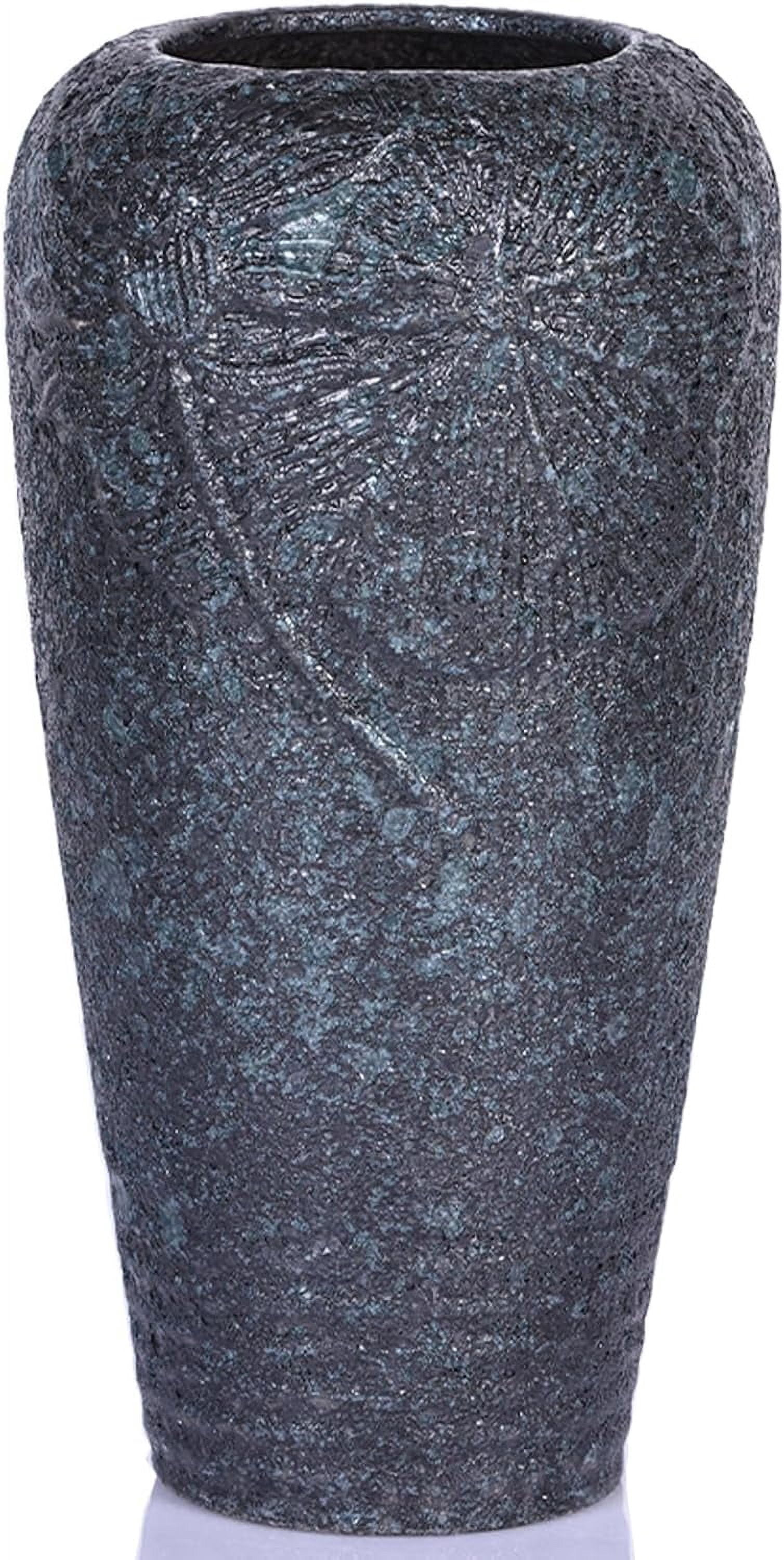 9 Inch Rustic Blue Ceramic Vase - Vintage Farmhouse Terracotta Vase for ...