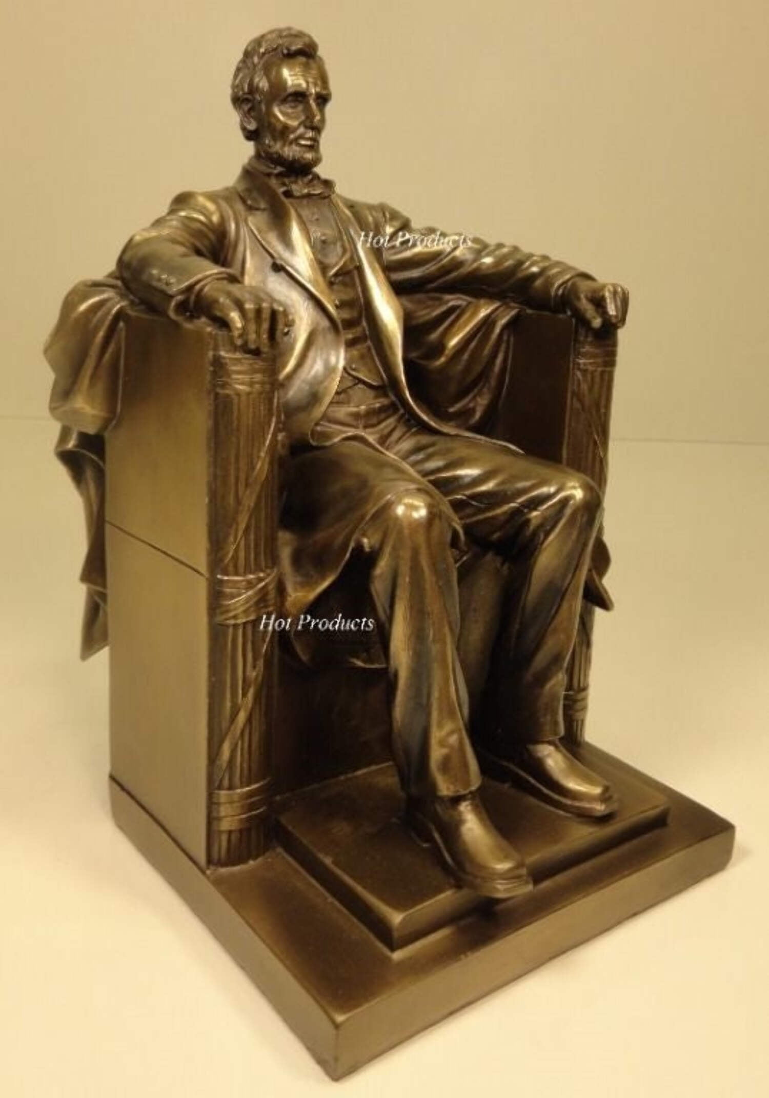 9 Inch Seated Abraham Lincoln Bronze Finish Statue / Bookend Sculpture ...