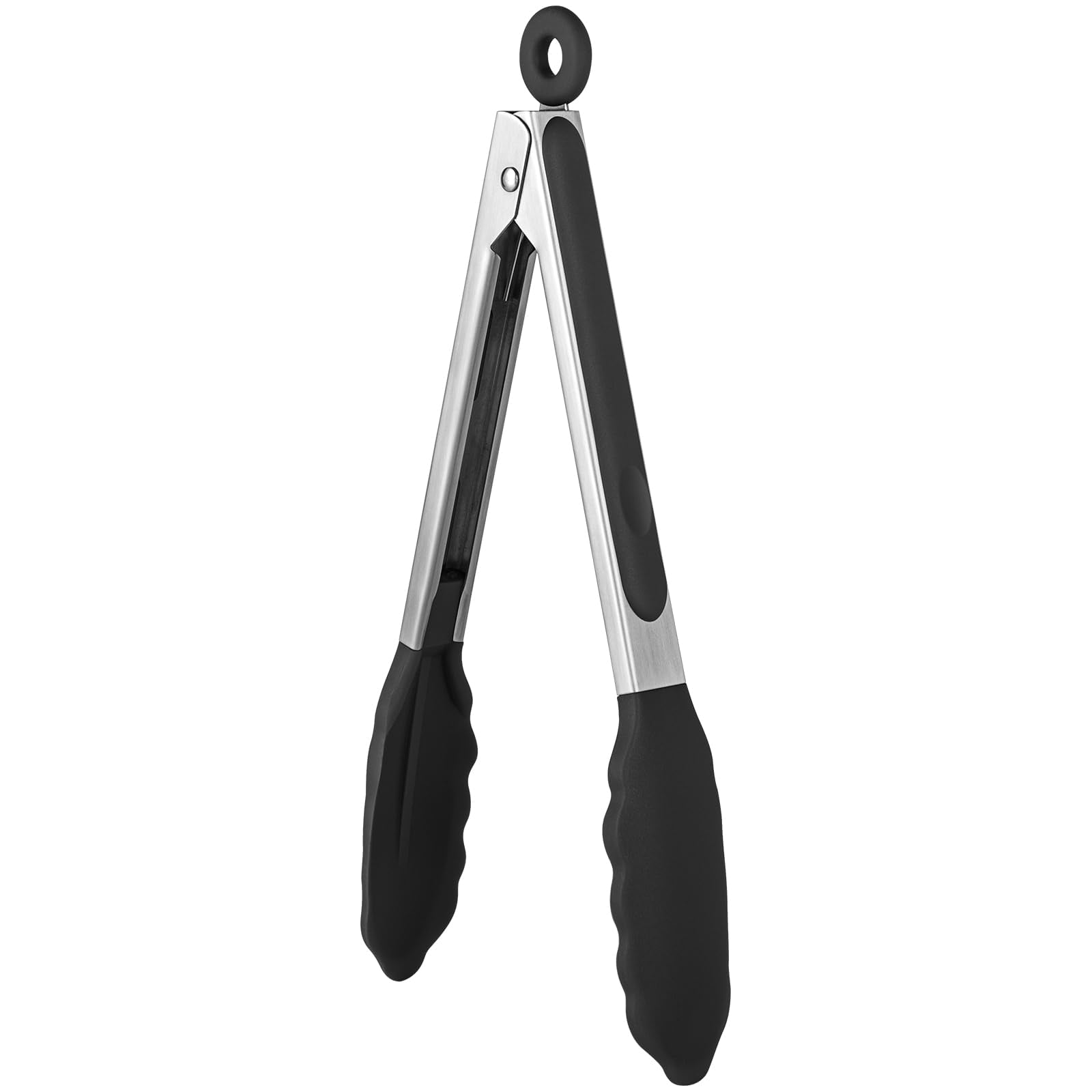 9 Inch Silicone Cooking Tongs with Non Stick Rubber Tips, 18/8 ...