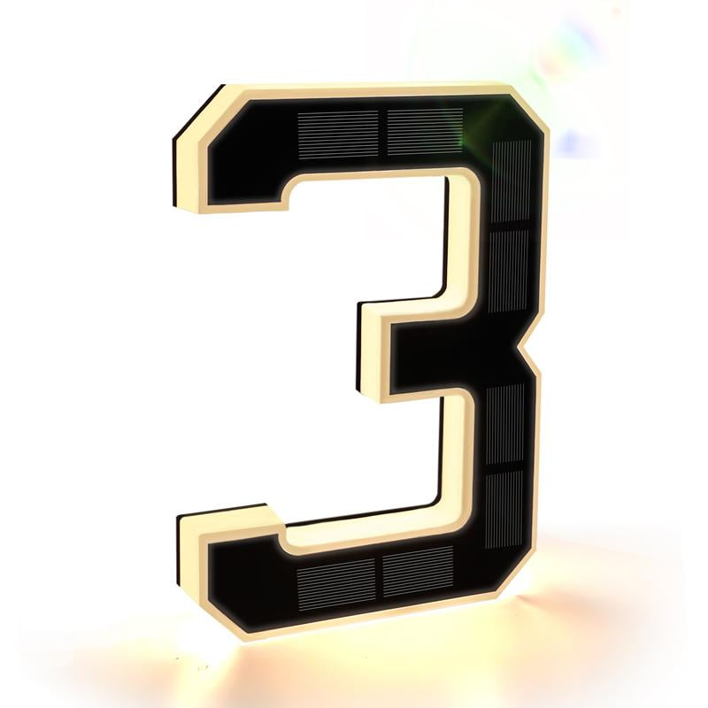 9 Inch Solar Lighted House Numbers for Outside, Light Up Waterproof LED ...