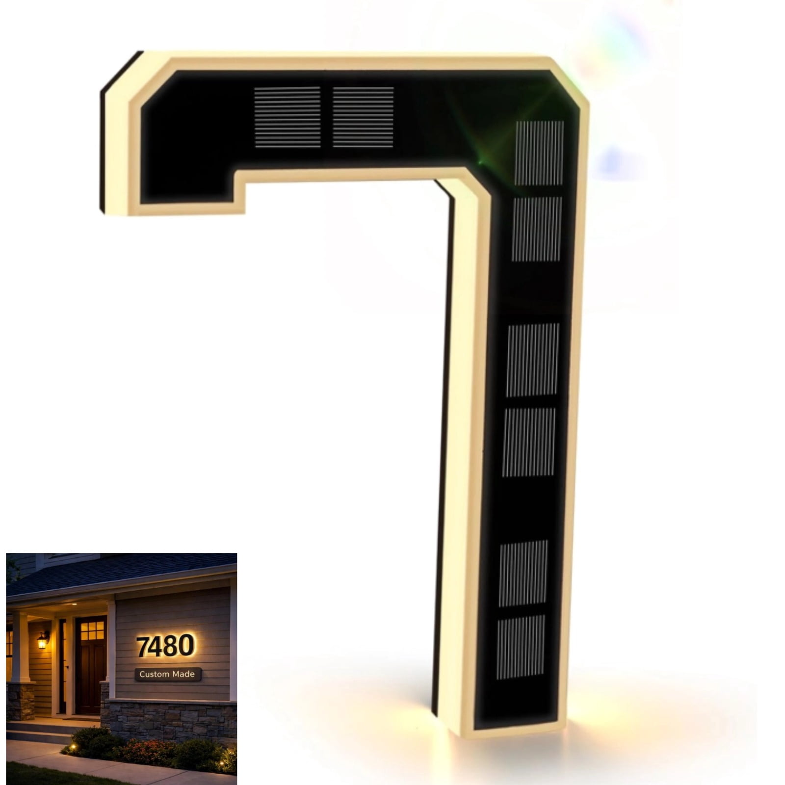 9 Inch Solar Lighted House Numbers for Outside Light Up Waterproof LED ...
