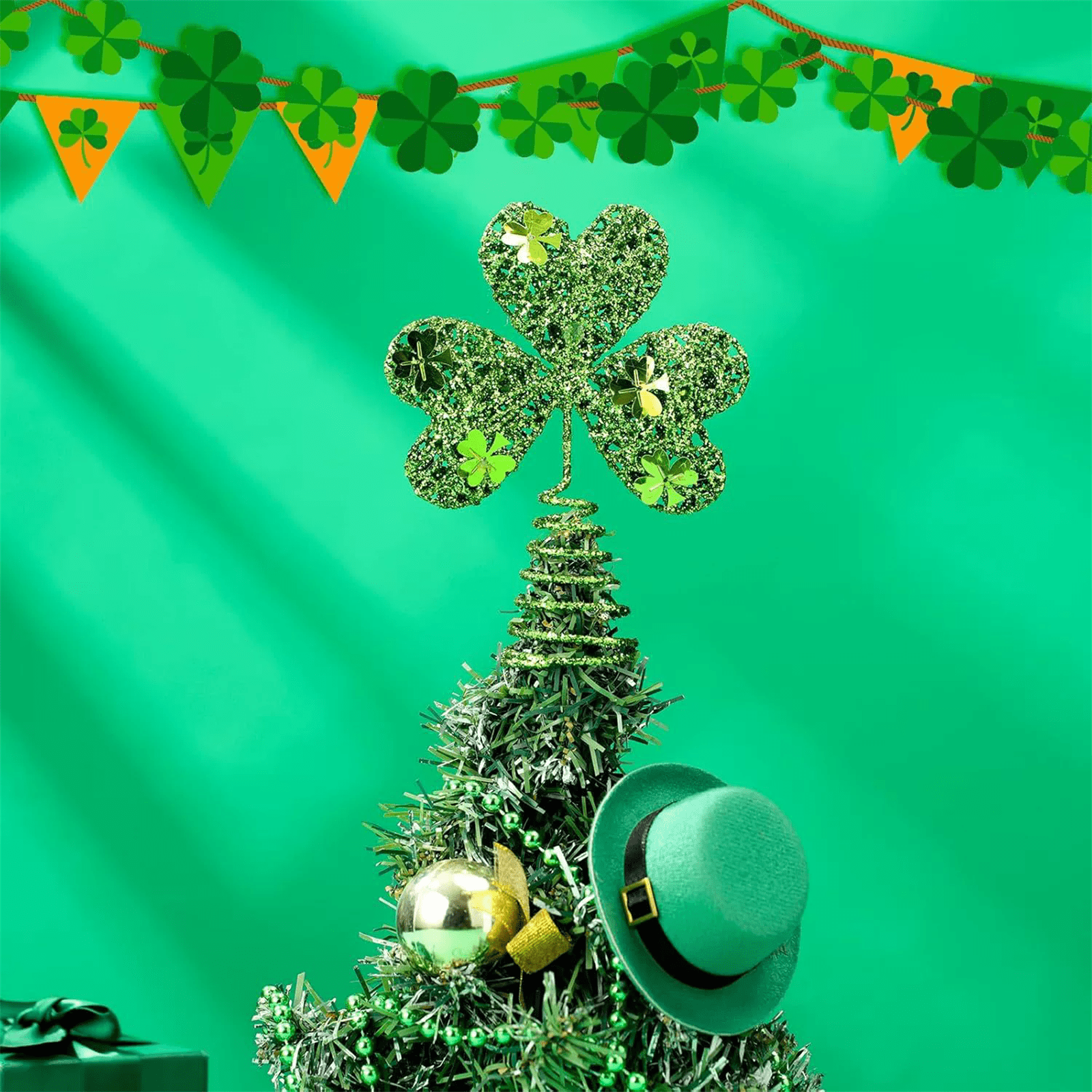 9-Inch Sparkly Heart-Shaped Tree Top Decoration With Spring Structure ...