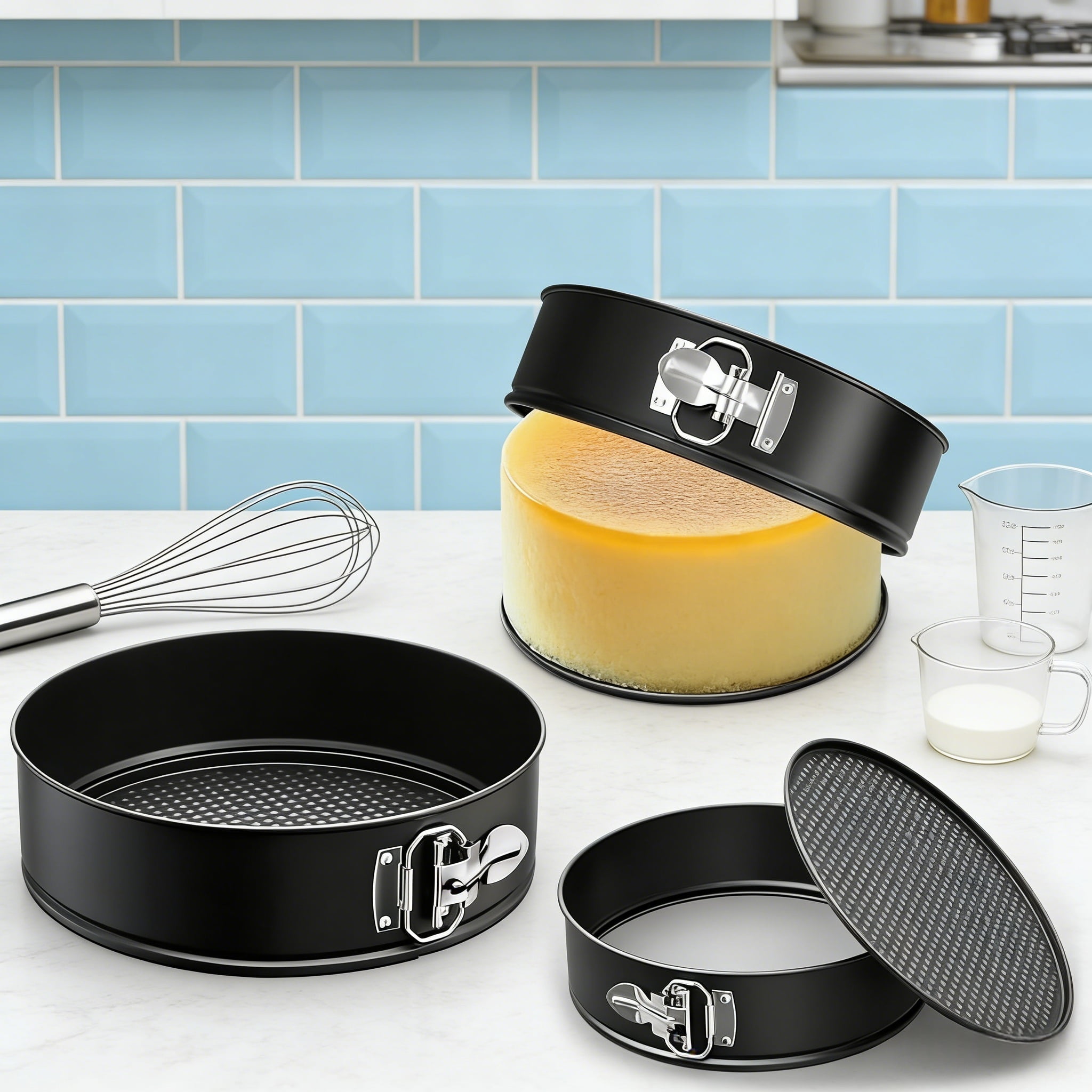 9 Inch Springform Pan with Removable Bottom, Non-stick Round Spring ...