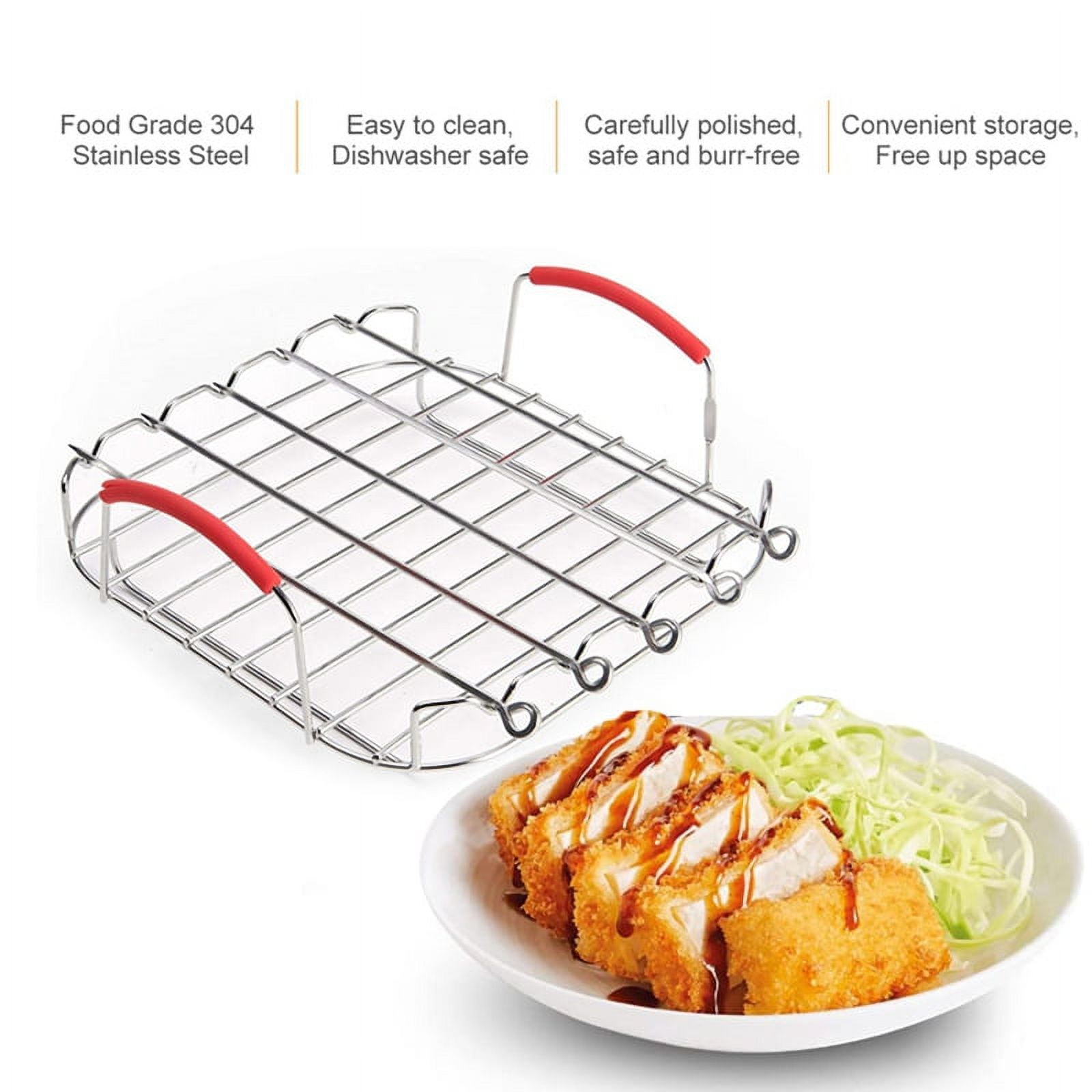 9 Inch Stainless Steel AirFryer Grill Rack Versatile Square Roasting ...