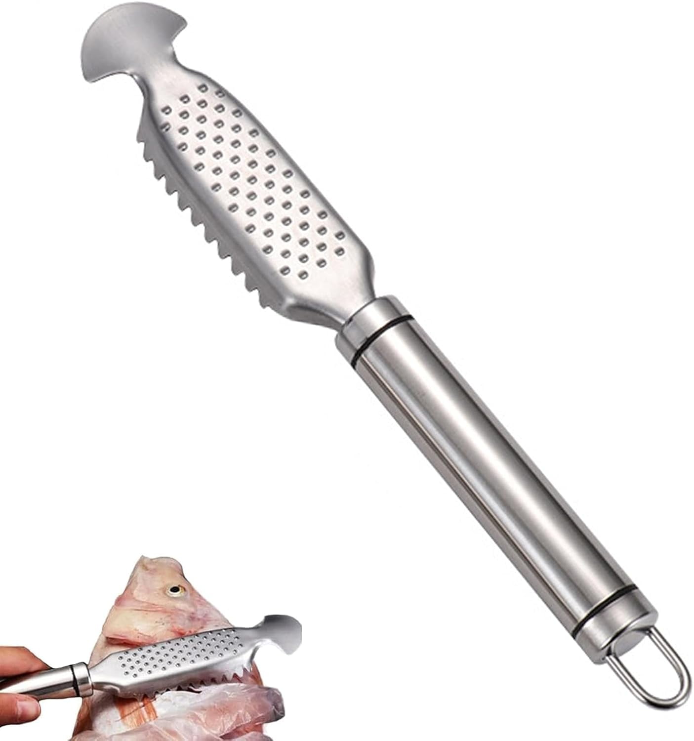9 Inch Stainless Steel Fish Scaler with Ginger and Garlic Grating Plate ...