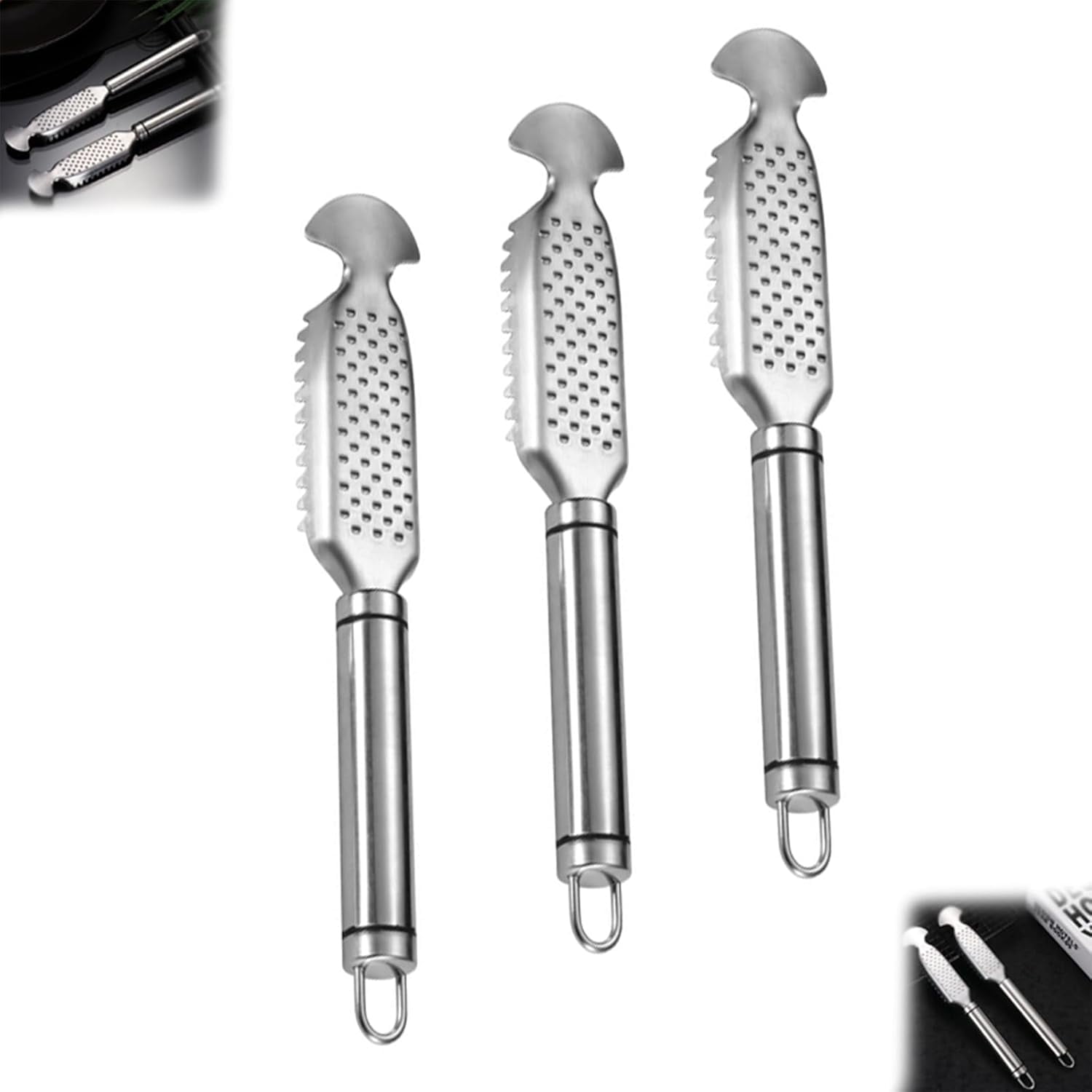 9-Inch Stainless Steel Multifunctional Fish Scaler with Ginger/Garlic ...