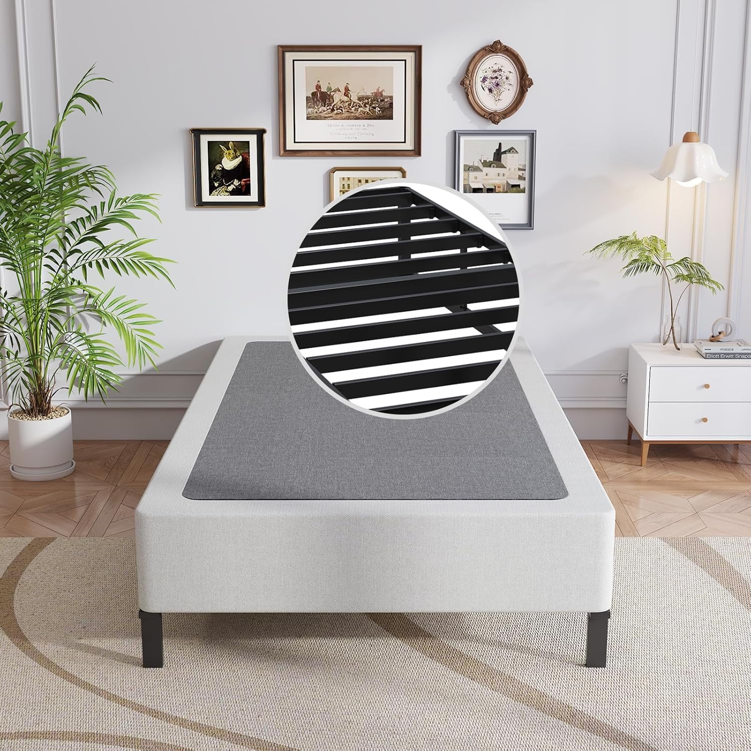 9 Inch Twin Box Spring Only, Silver: 3000lbs Heavy Duty Metal Frame ...