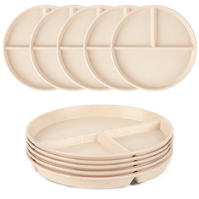 9-Inch Wheat Portion Control Plate, 5-Piece, BPA-Free, Microwave Safe ...
