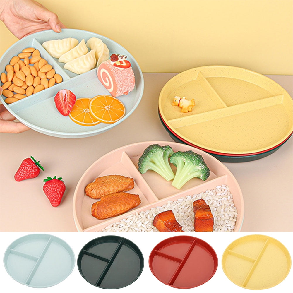 9-Inch Wheat Portion Control Plate, Unbreakable Plastic Adult ...