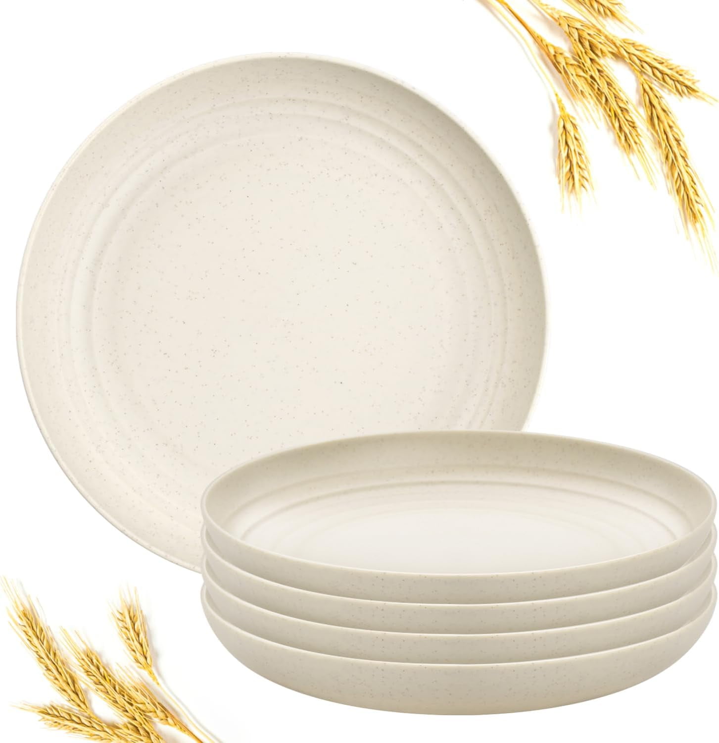 9 Inch Wheat Straw Plates Lightweight Unbreakable Dinner Dishes Plates ...