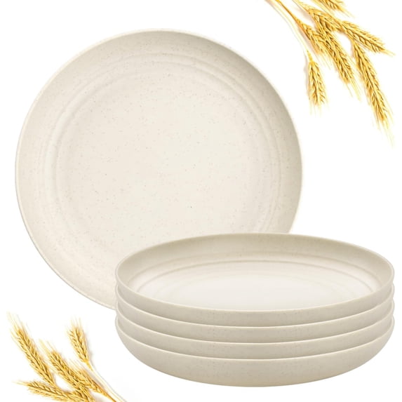 9 Inch Wheat Straw Plates Lightweight Unbreakable Dinner Dishes Plates ...