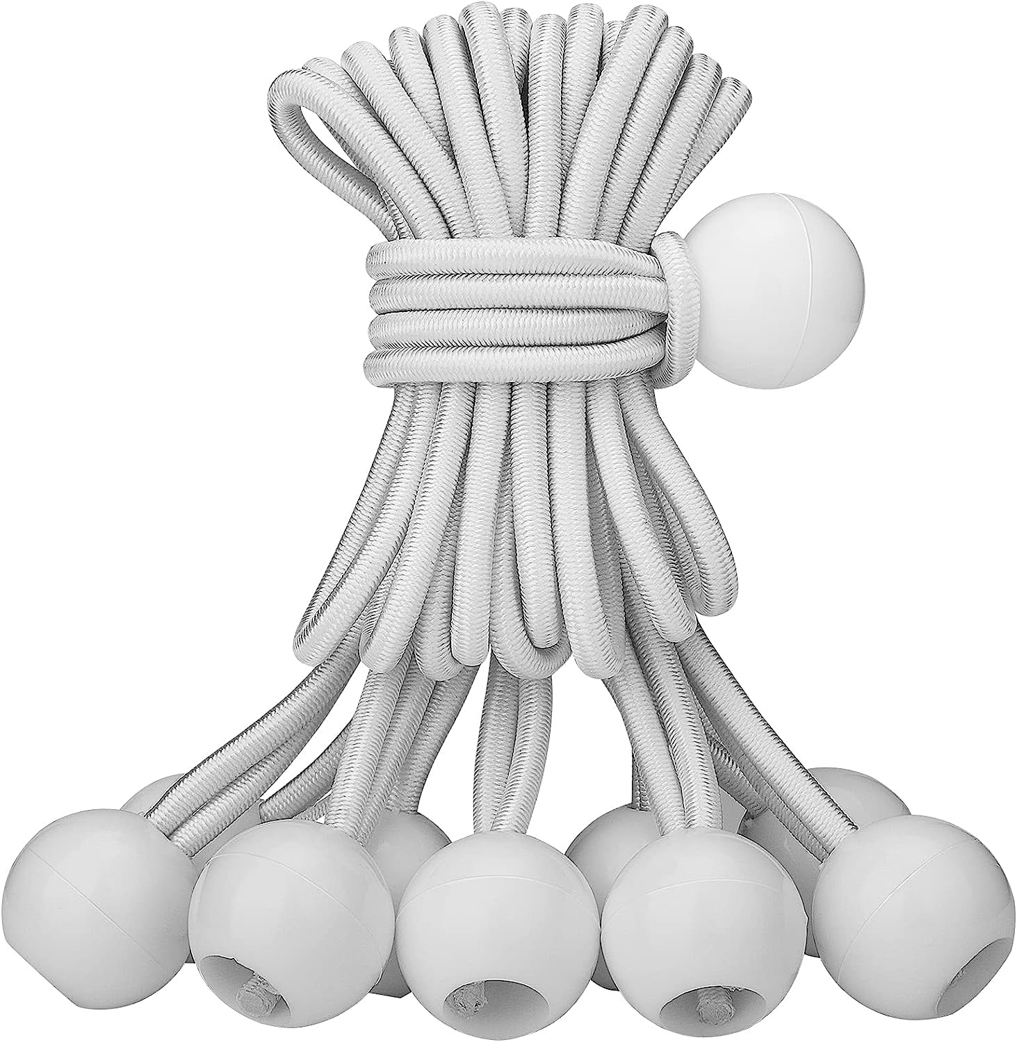9 Inch White Bungee Cords with Ball, Tarp Tie Down Cord, 10 Pcs ...