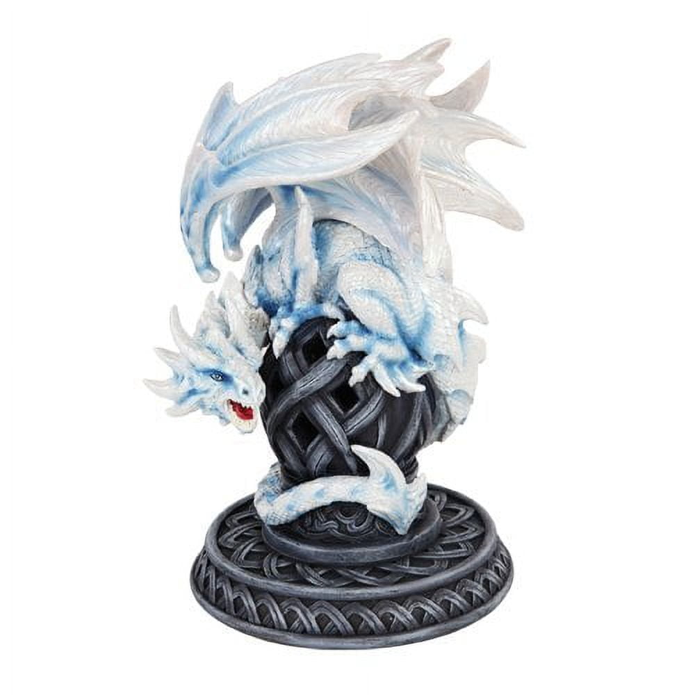 9 Inch White Dragon Growling on a Tribal Structure Statue Figurine ...